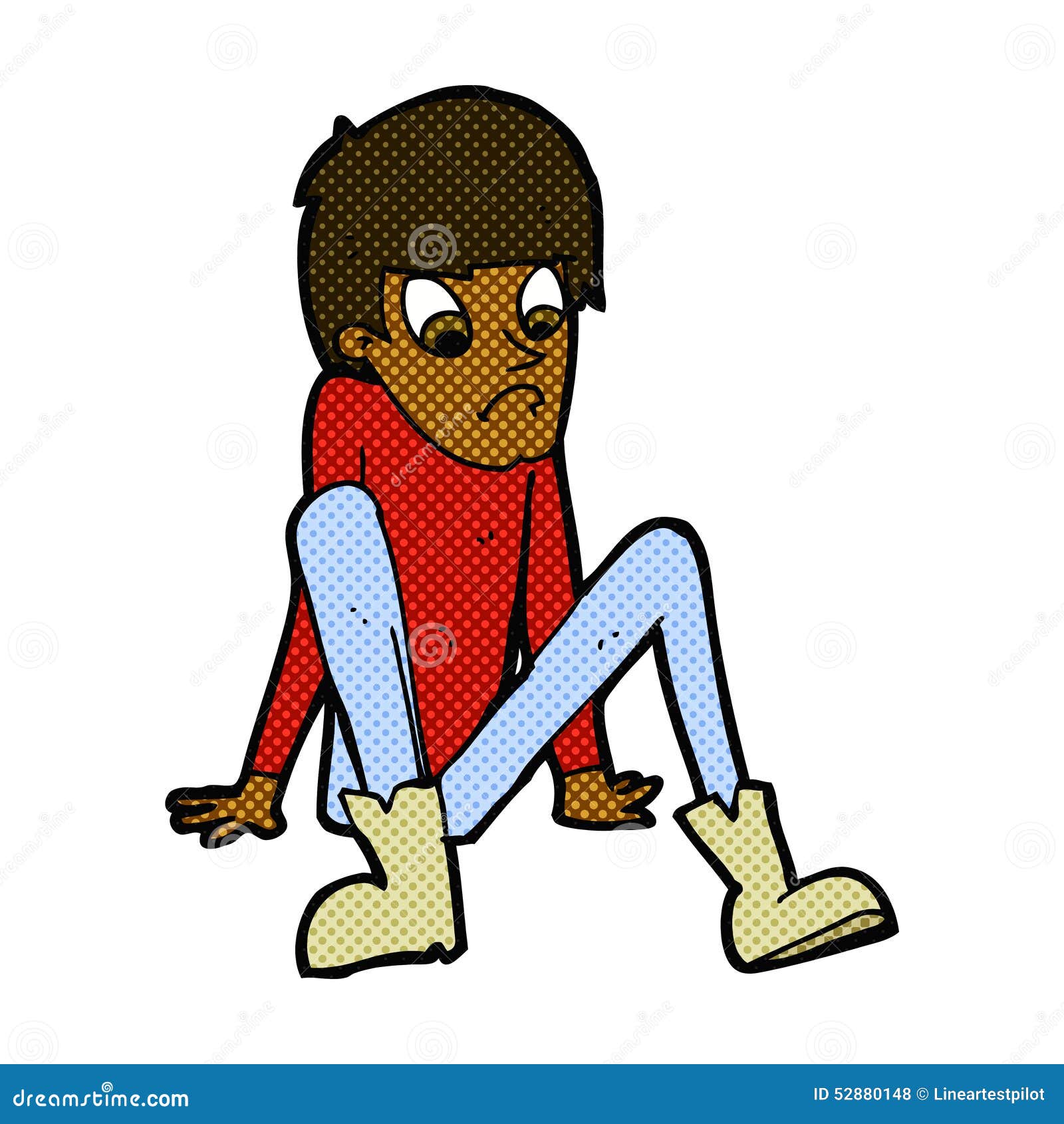 Comic Cartoon Boy Sitting on Floor Stock Illustration - Illustration of ...