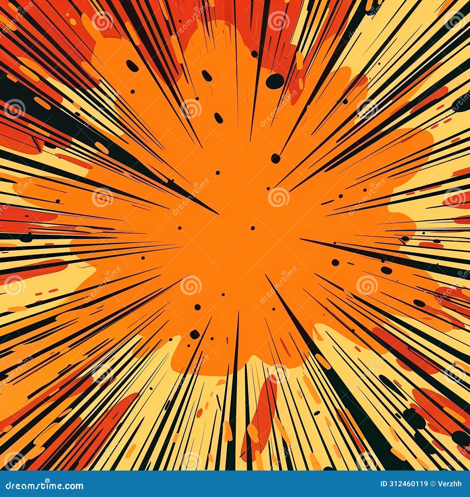 Comic Cartoon with Bright Orange Dynamic Forms 1 Stock Illustration ...