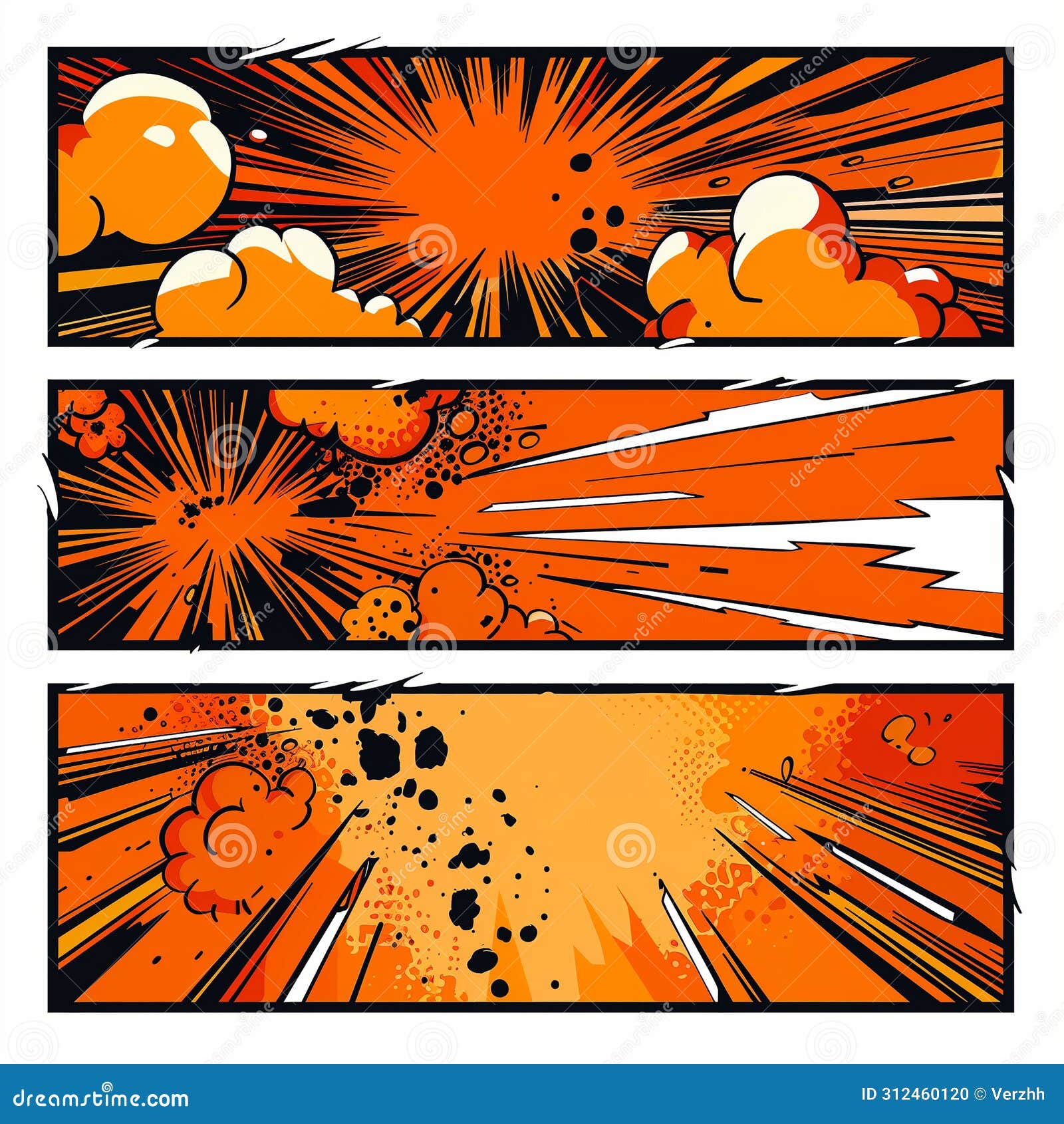 Comic Cartoon with Bright Orange Dynamic Forms 2 Stock Illustration ...