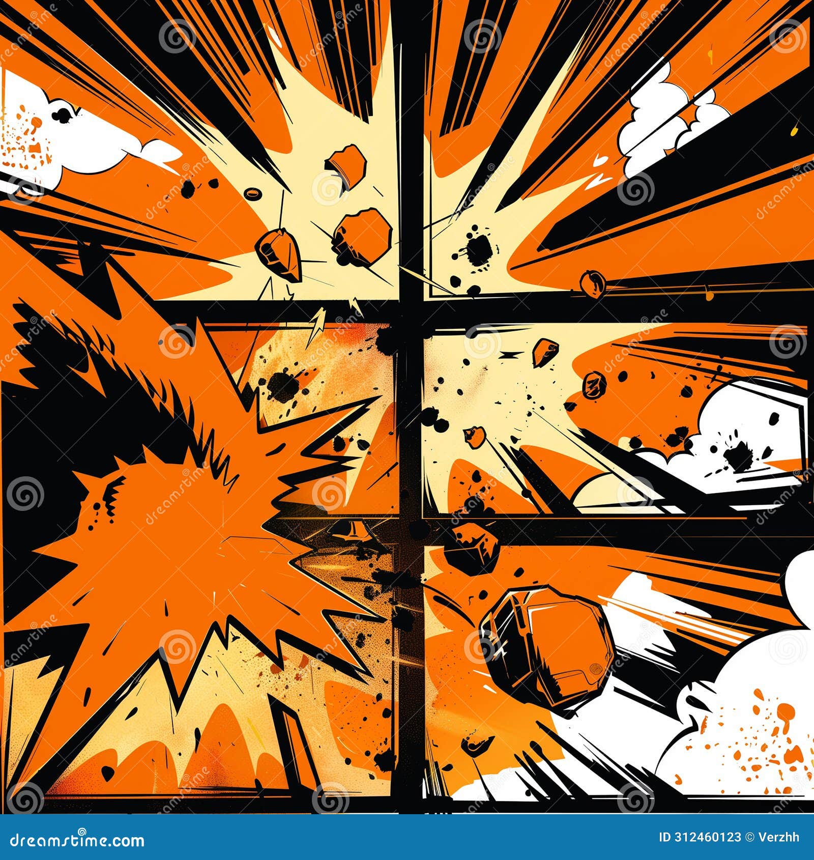 Comic Cartoon with Bright Orange Dynamic Forms 3 Stock Illustration ...