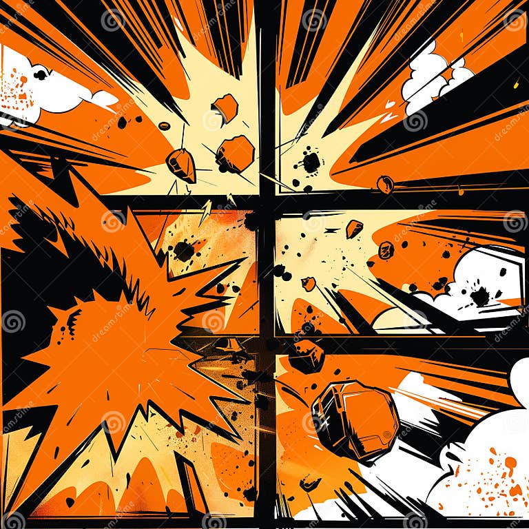 Comic Cartoon with Bright Orange Dynamic Forms 3 Stock Illustration ...