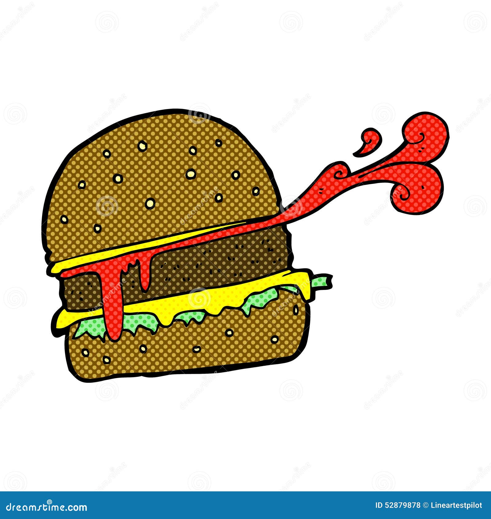Comic cartoon burger stock illustration. Illustration of crazy - 52879878