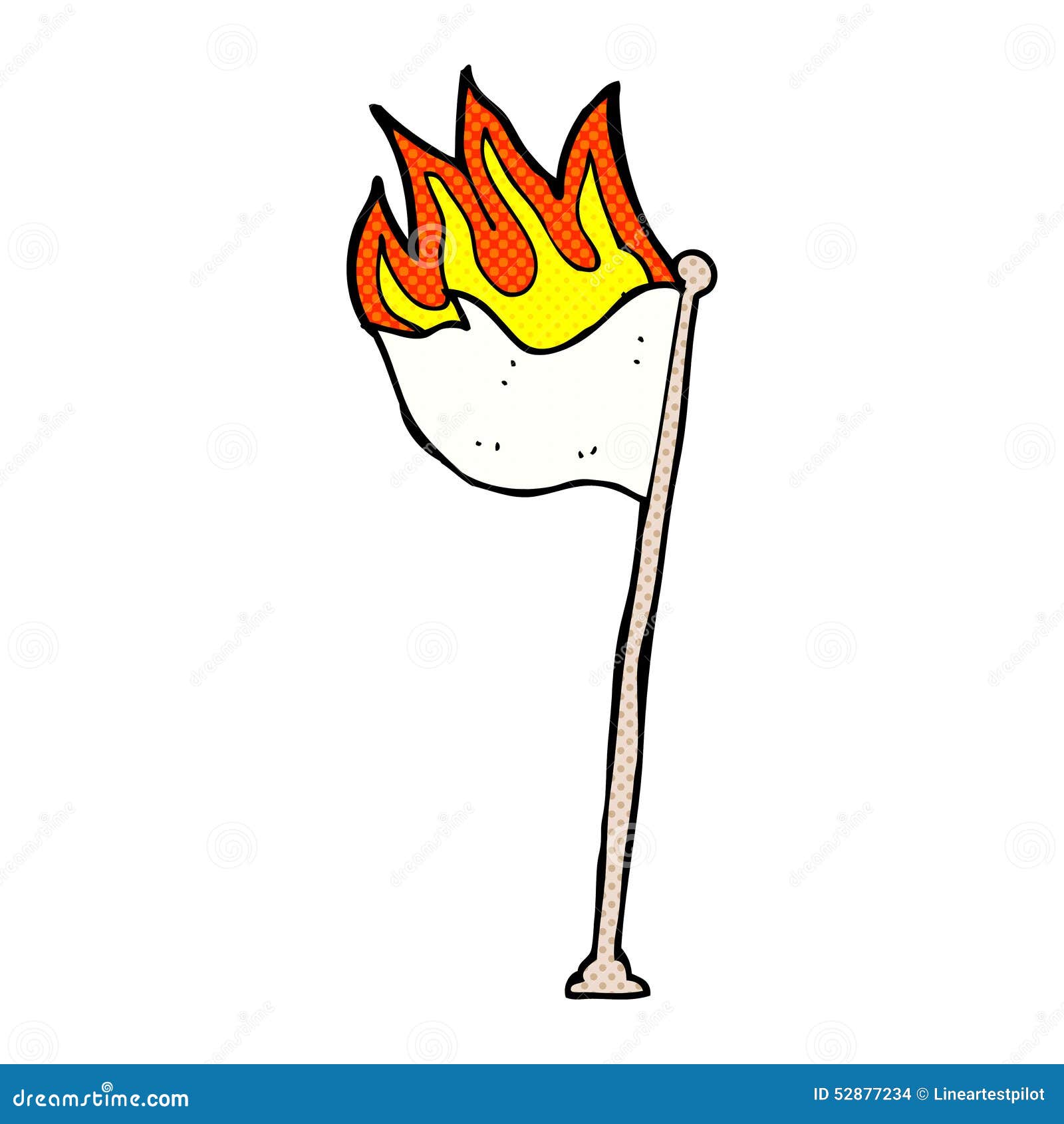Comic Cartoon Burning Flag on Pole Stock Illustration - Illustration of ...