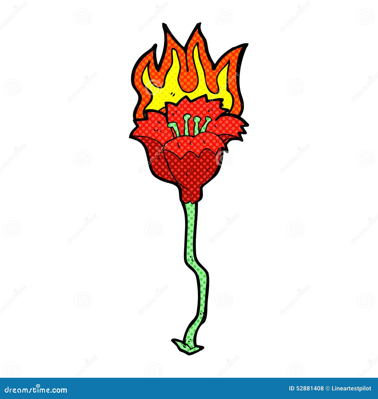 Comic Cartoon Burning Flower Stock Illustration - Illustration of clip ...