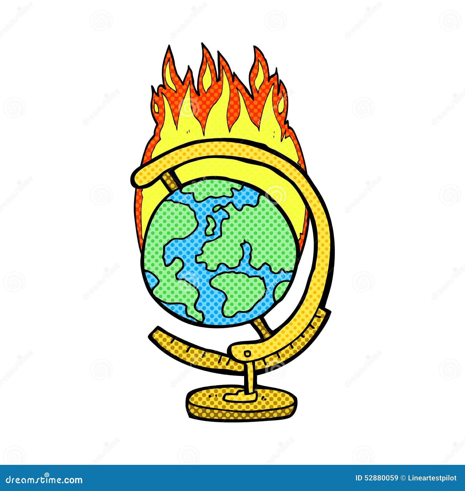 Comic Cartoon Burning Globe Stock Illustration - Illustration of ...