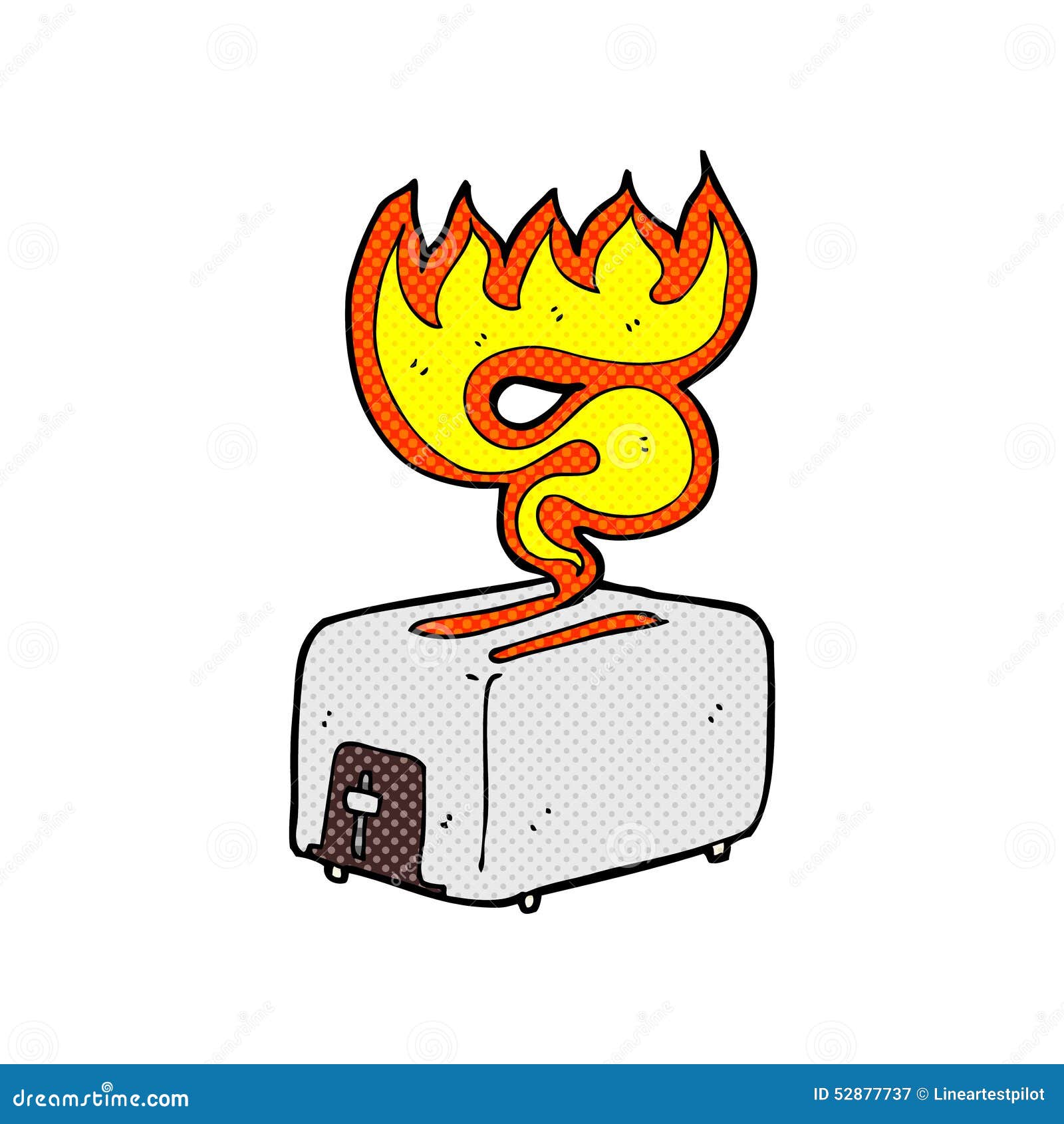 Comic Cartoon Burning Toaster Stock Illustration - Illustration of hand ...