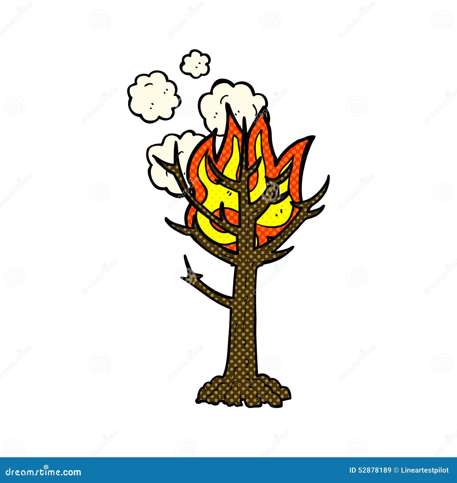Comic cartoon burning tree stock illustration. Illustration of drawing ...