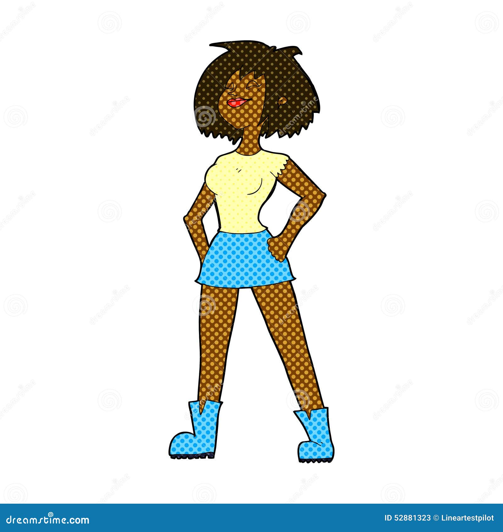 Comic Cartoon Capable Woman Stock Illustration - Illustration of happy ...