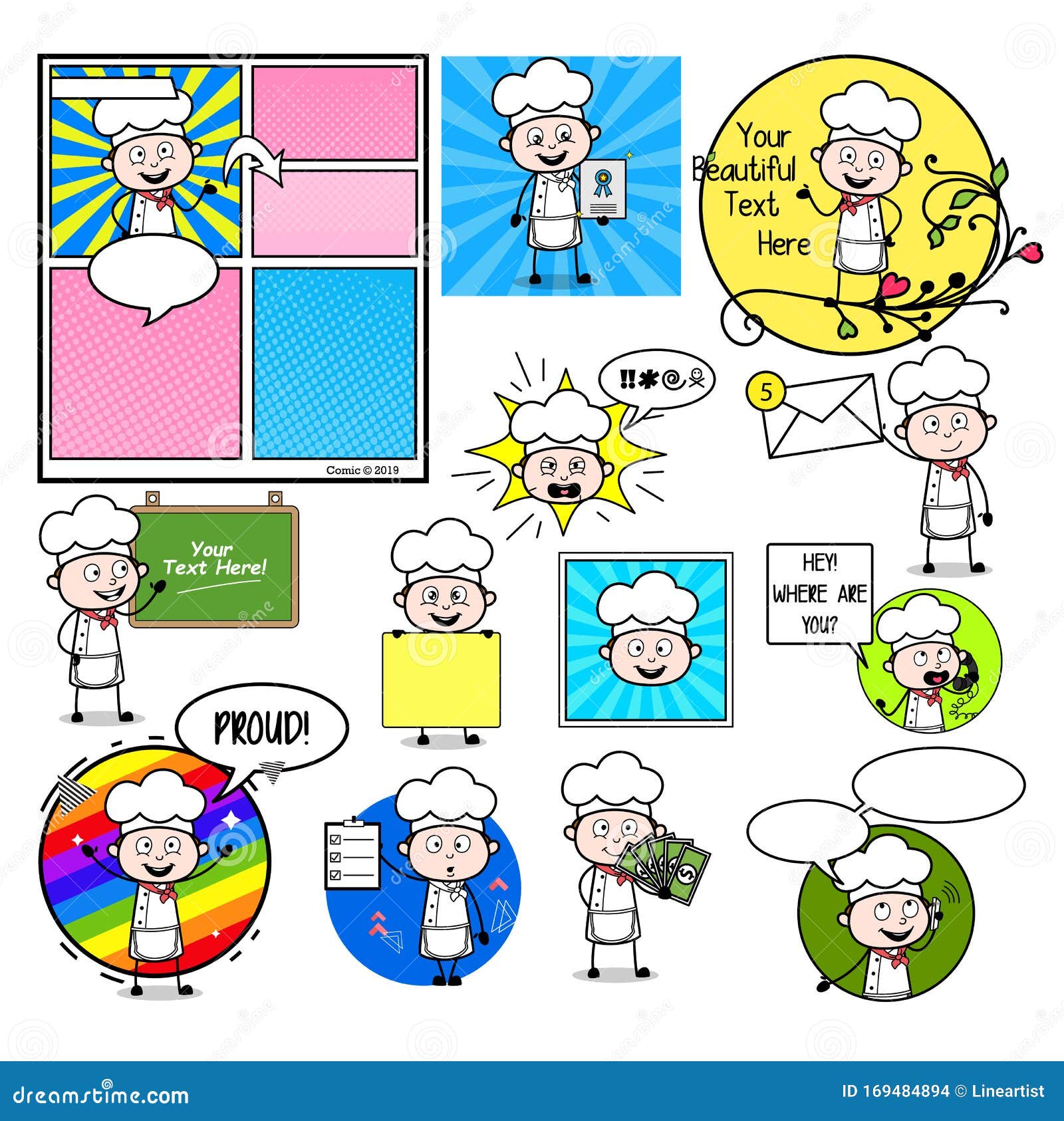 Comic Cartoon Chef Characters - Set of Concepts Vector Illustrationen ...