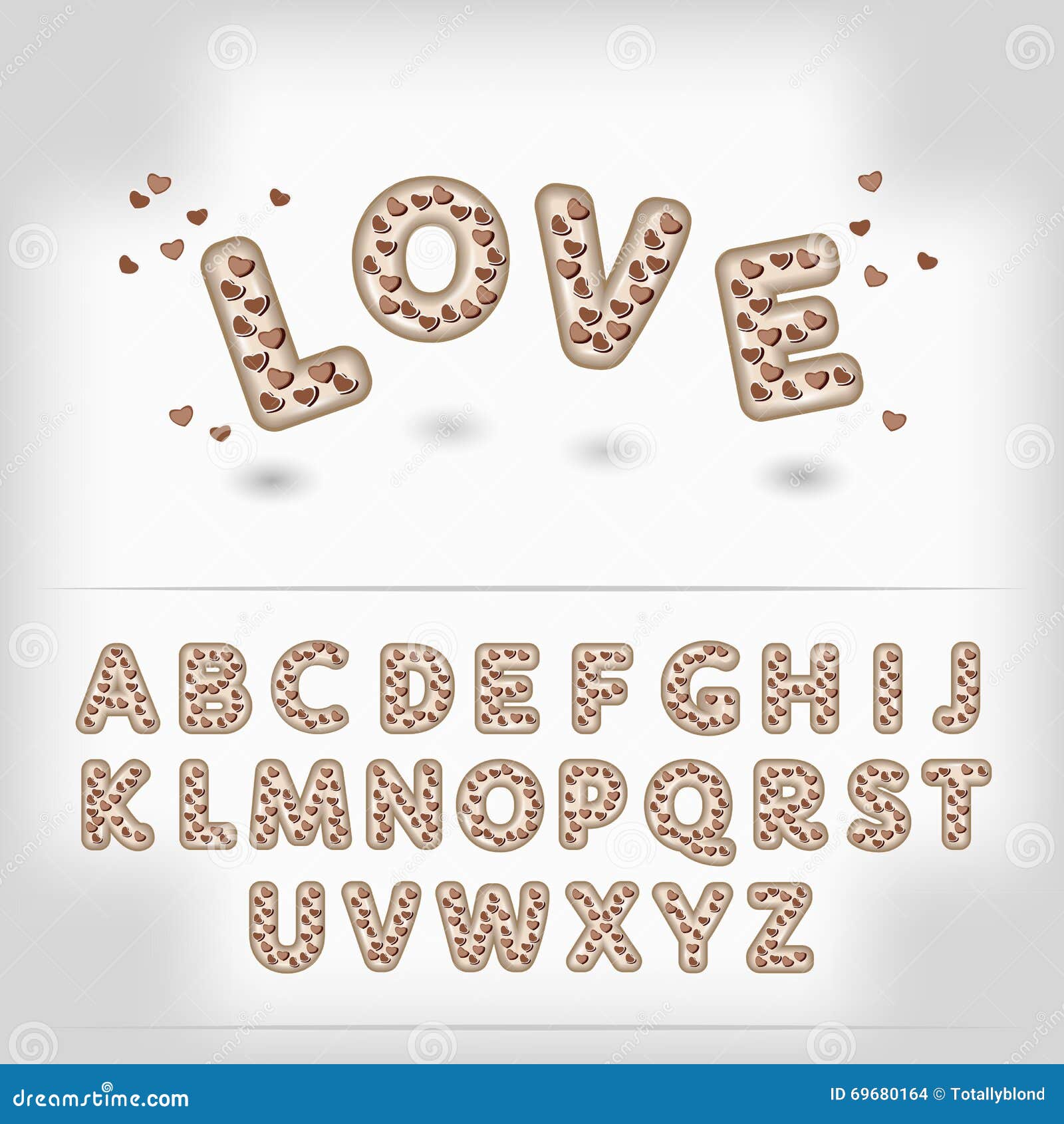 Comic Cartoon Chocolate with Candy Heart Alphabet 3d Letters Stock ...