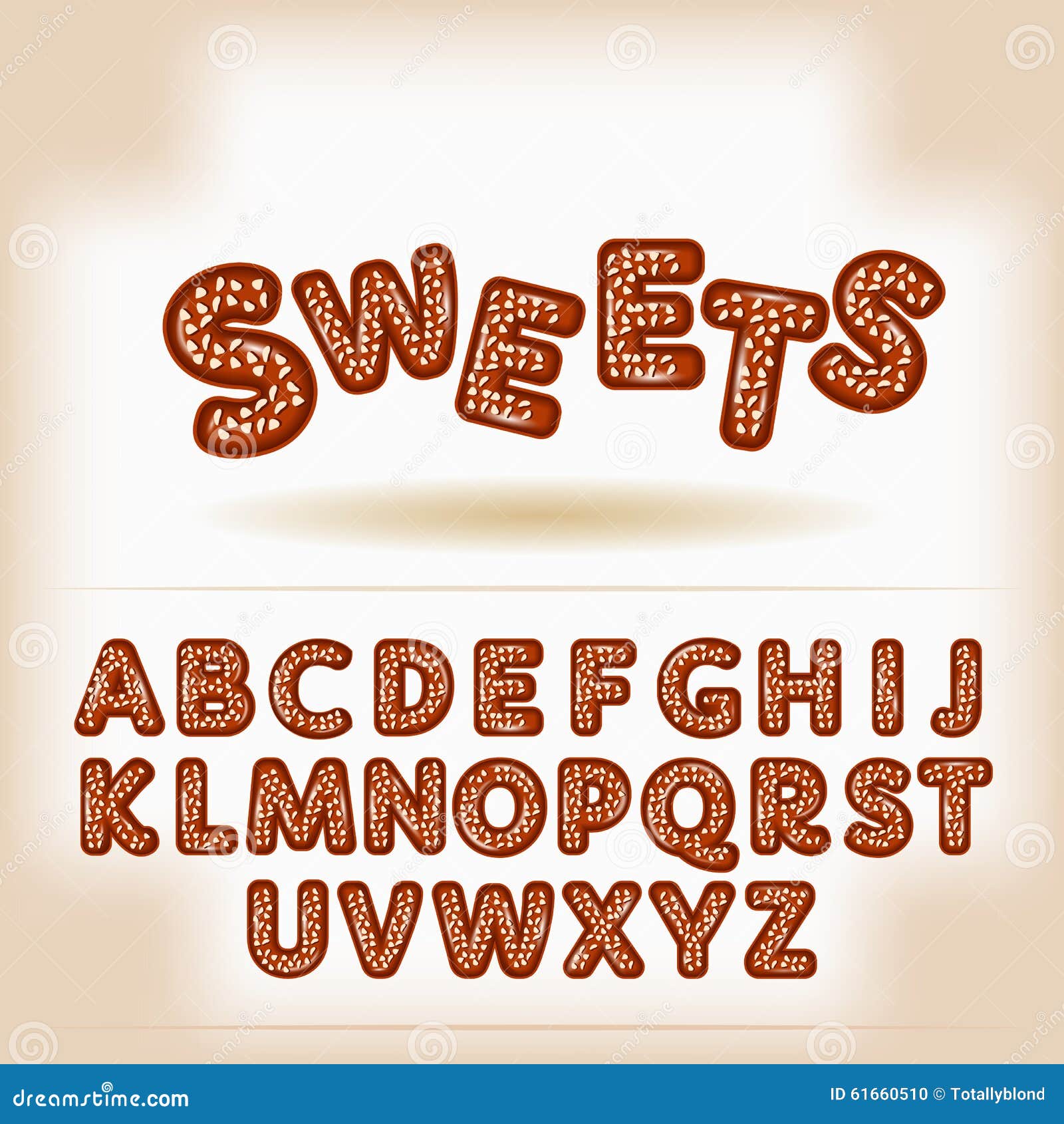 Comic Cartoon Chocolate Nuts Candy Style Alphabet Stock Vector ...