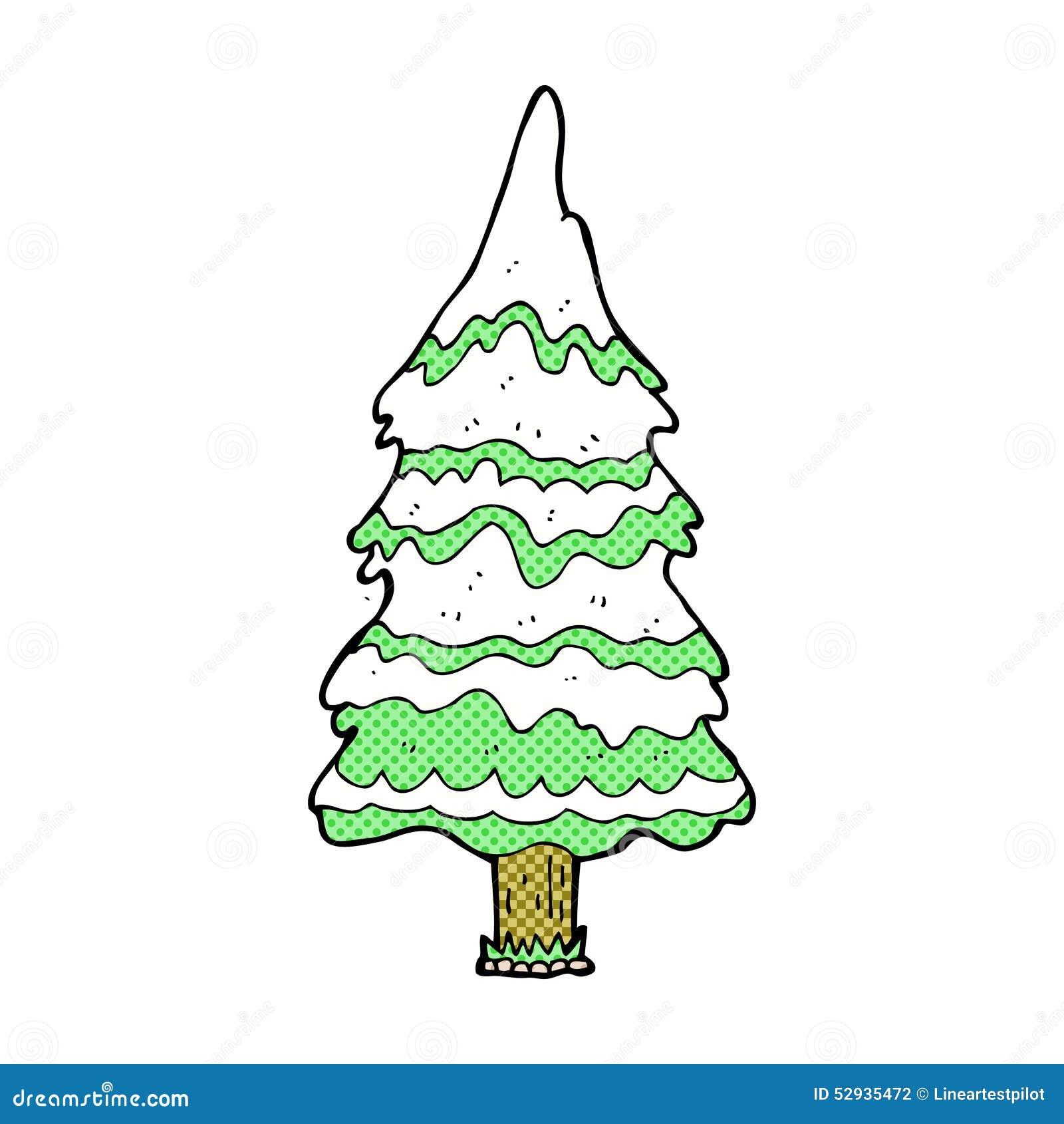 Comic Cartoon Christmas Tree Stock Illustration - Illustration of silly ...