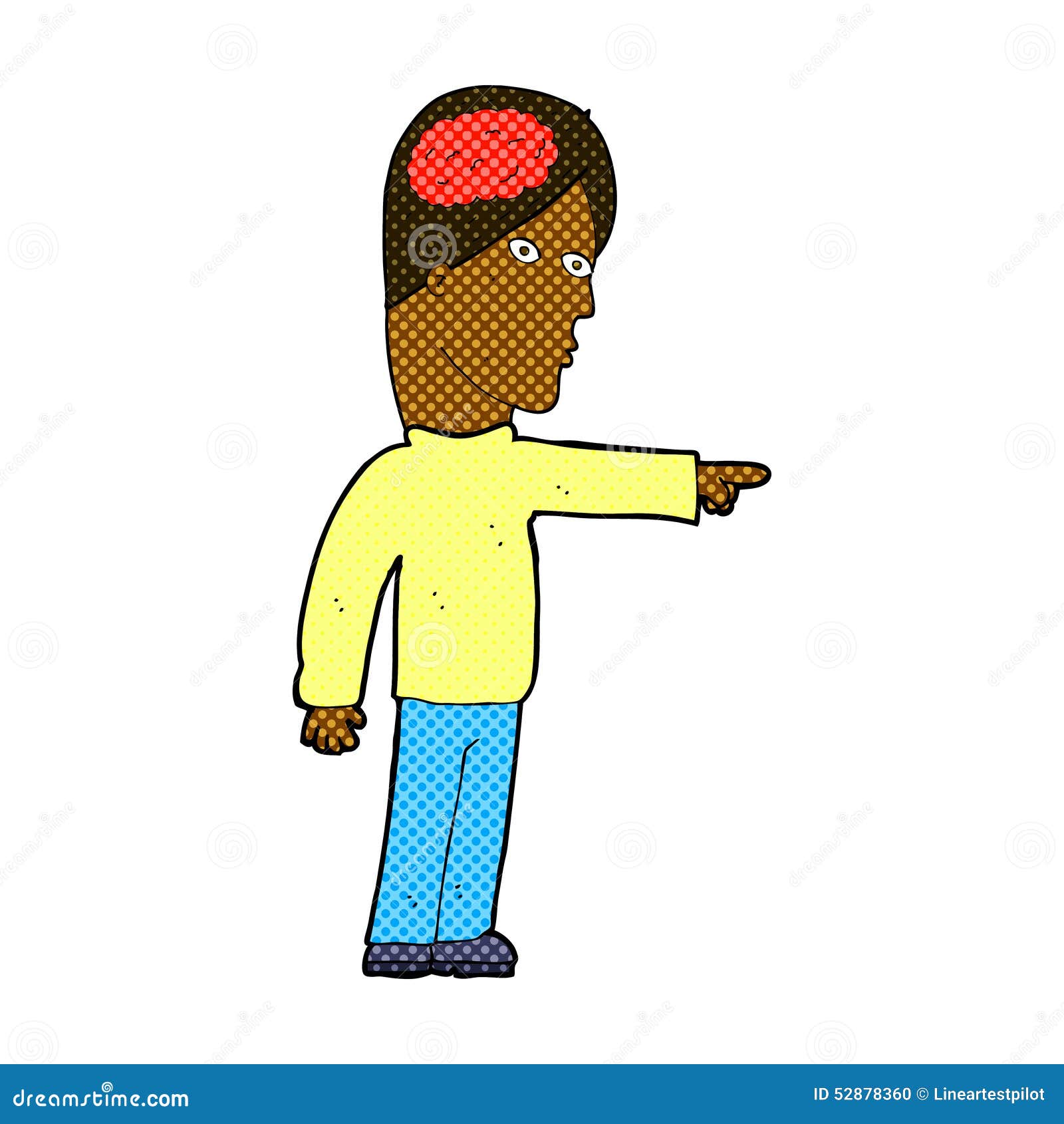 Comic Cartoon Clever Man Pointing Stock Illustration - Illustration of ...