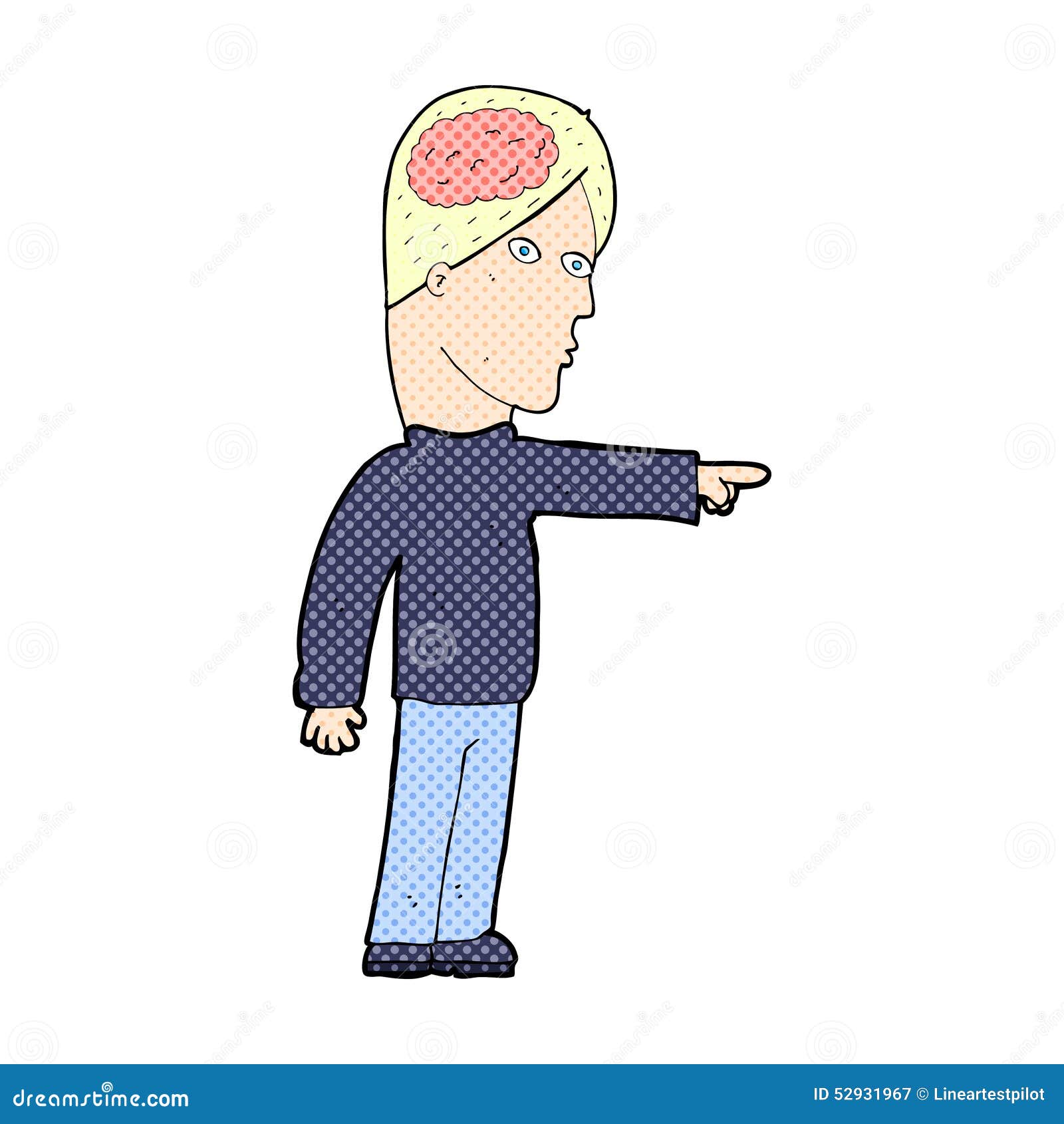 Comic Cartoon Clever Man Pointing Royalty-Free Stock Photo ...