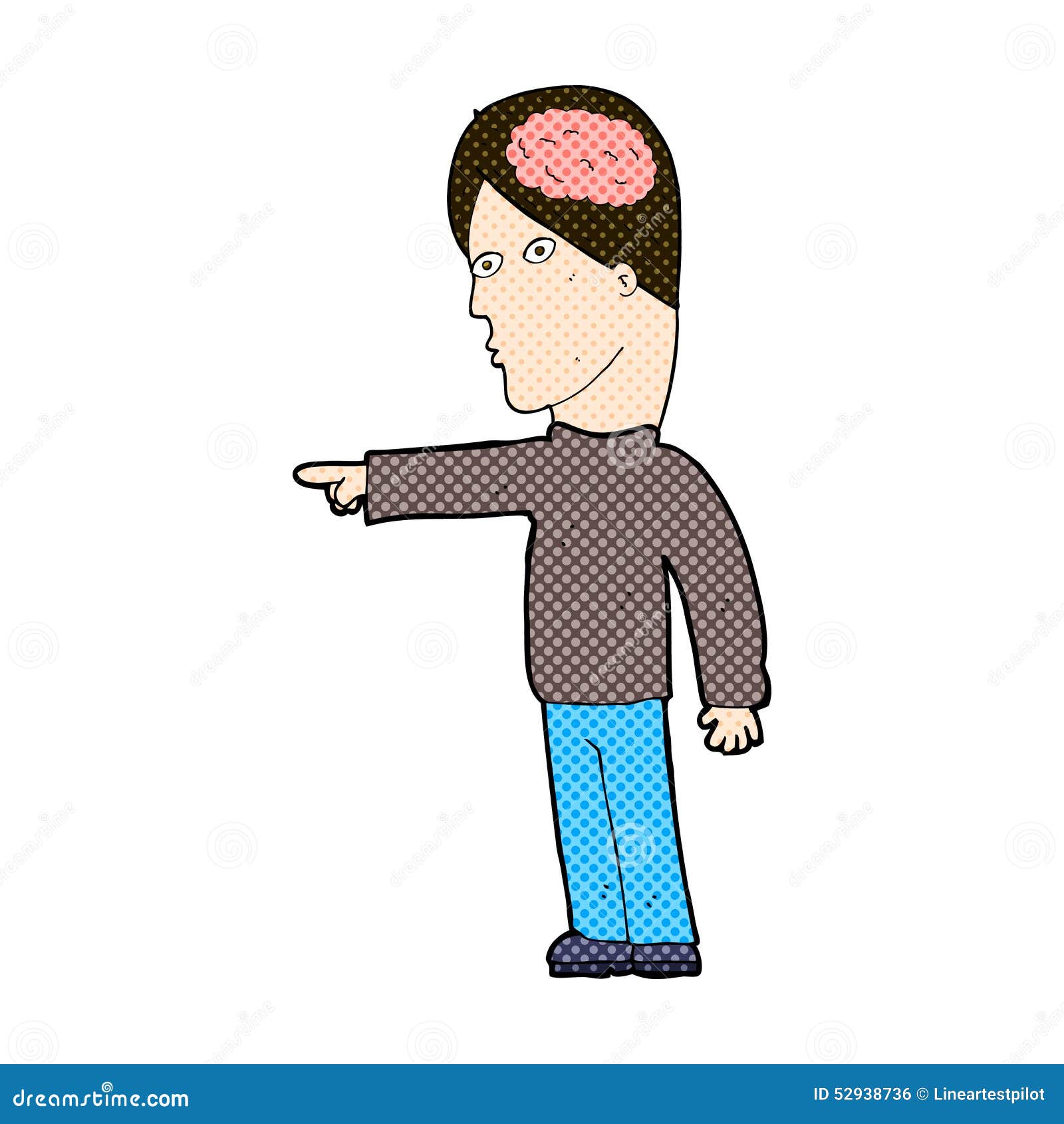 Comic Cartoon Clever Man Pointing Stock Illustration - Illustration of ...