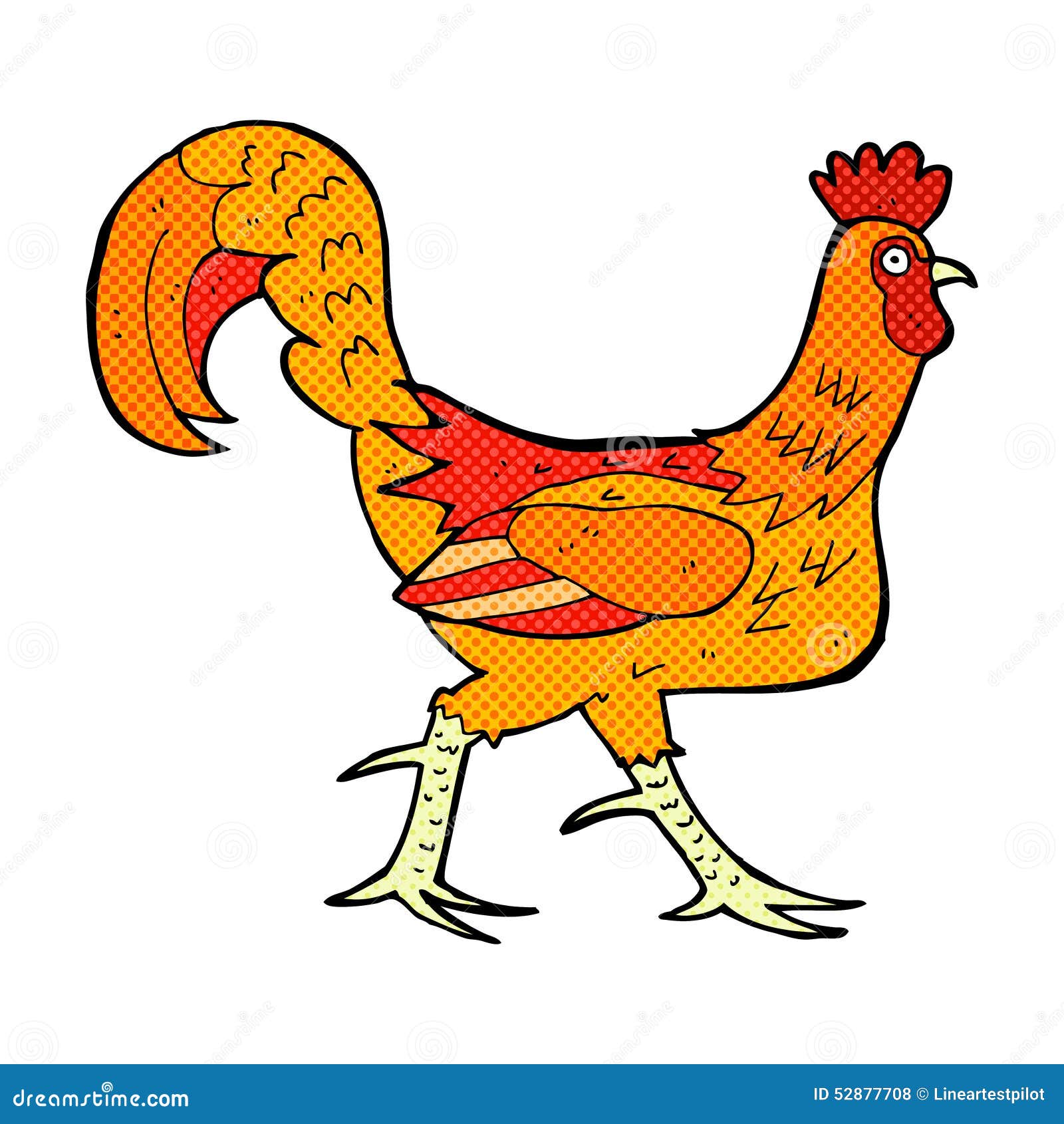 Comic cartoon cockerel stock illustration. Illustration of print - 52877708