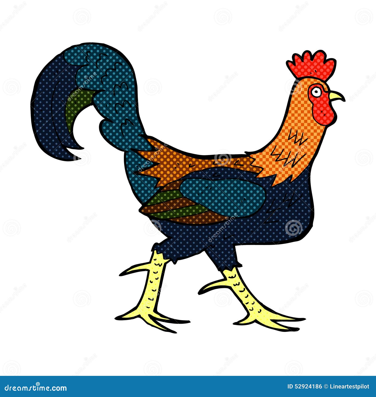 Comic cartoon cockerel stock illustration. Illustration of hand - 52924186