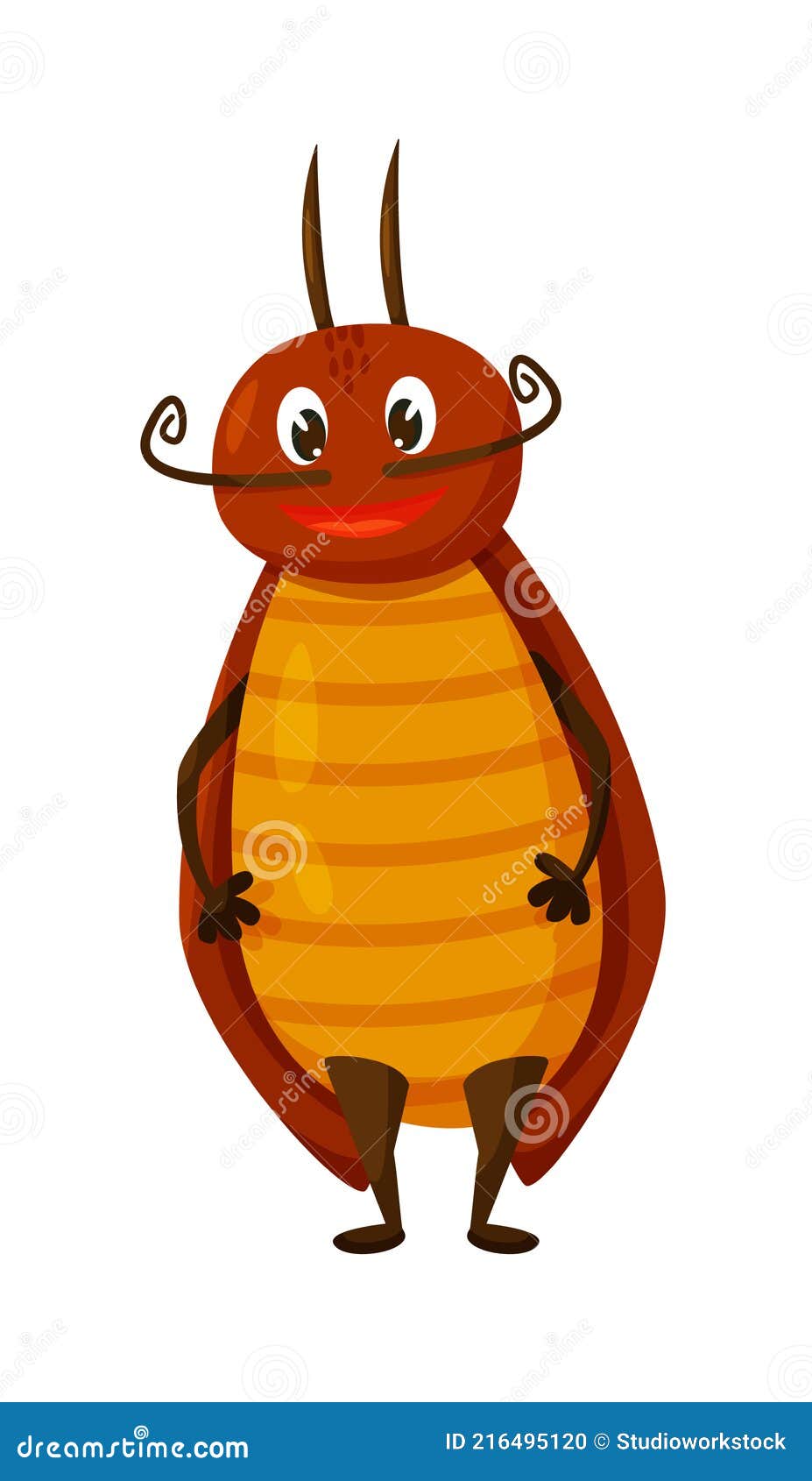 Comic Cartoon Cockroach Mascot Isolated On White Stock Vector ...