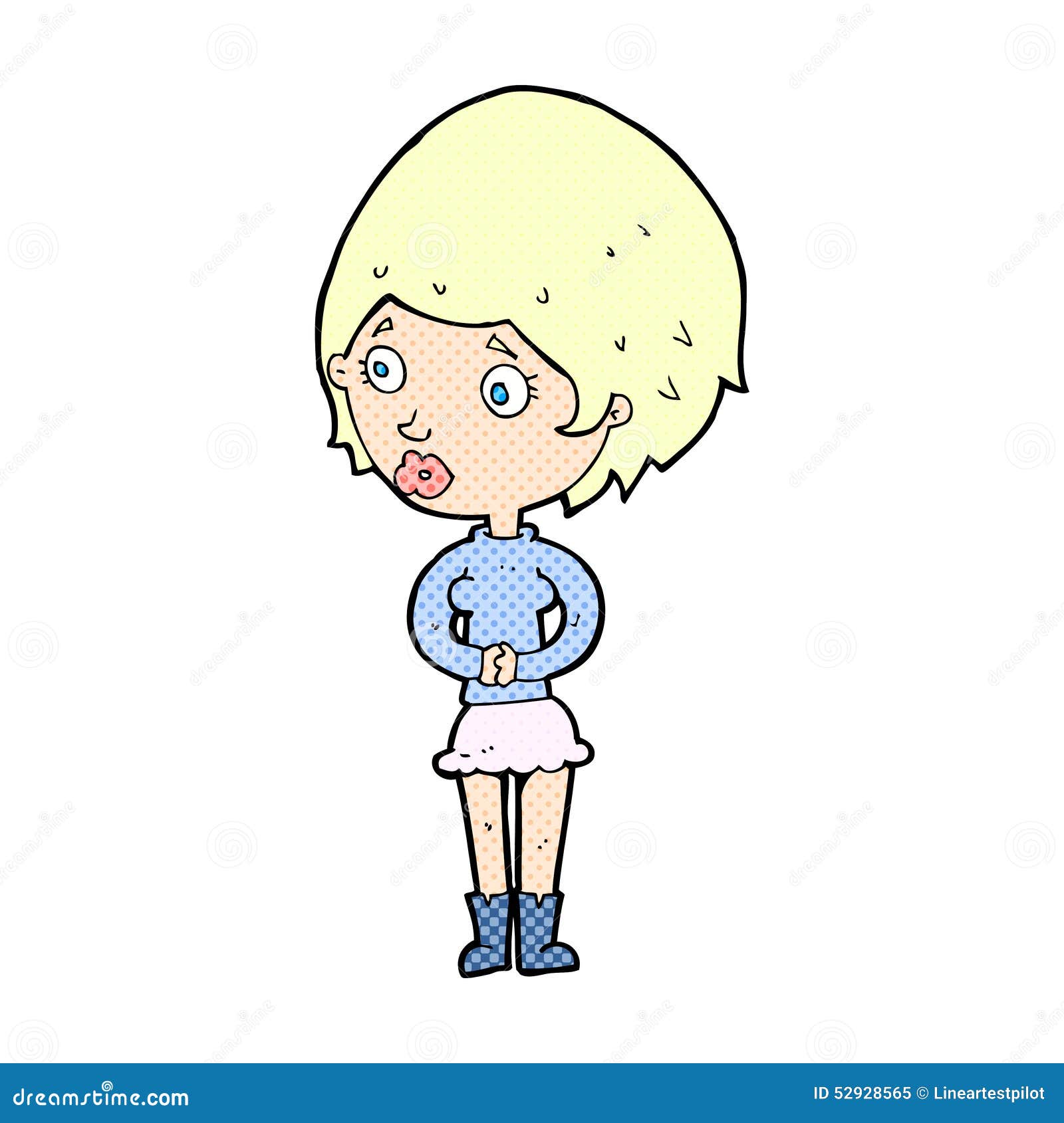 Comic Cartoon Concerned Woman Stock Illustration - Illustration of ...