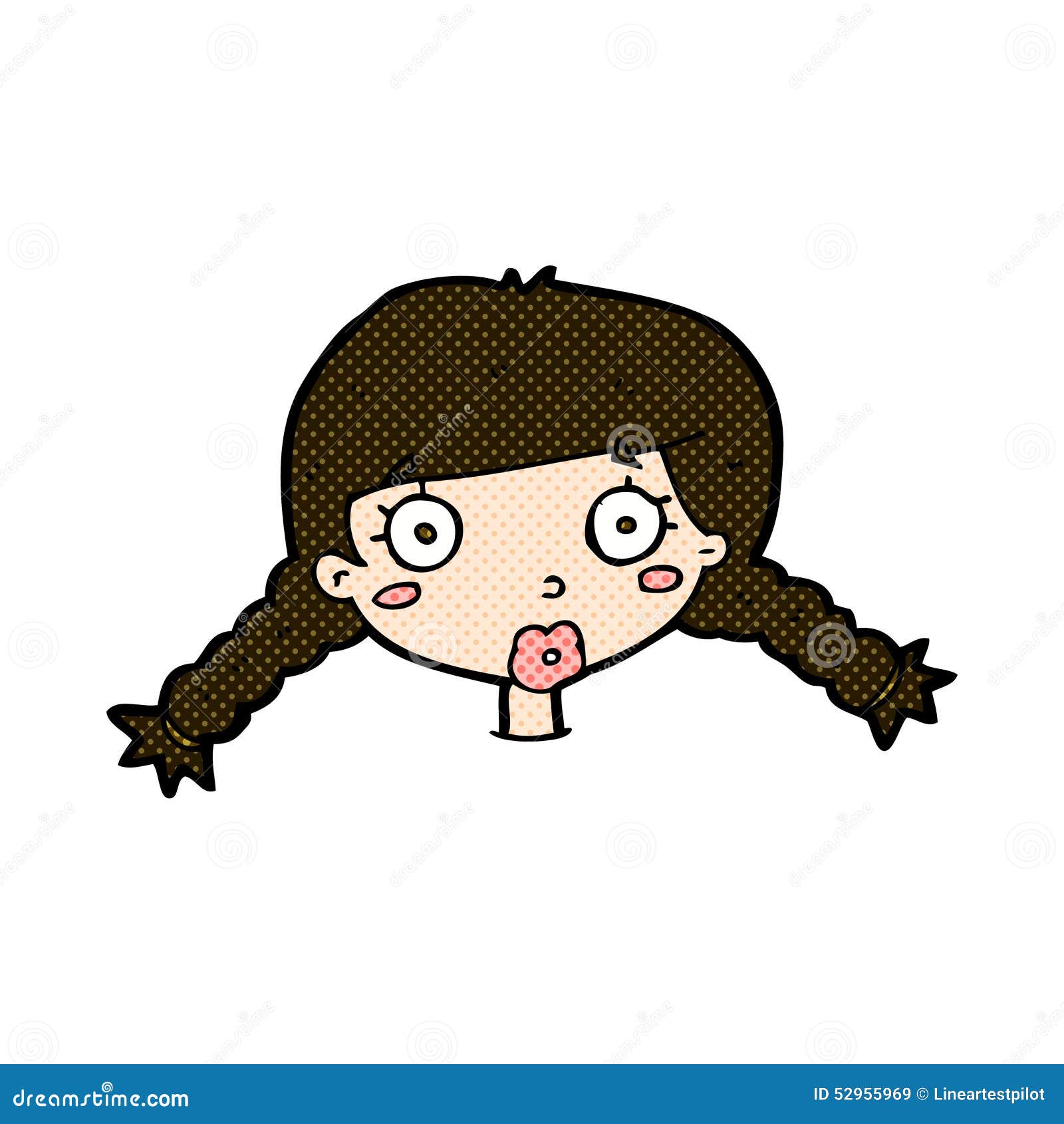 Comic Cartoon Confused Female Face Stock Illustration - Illustration of ...