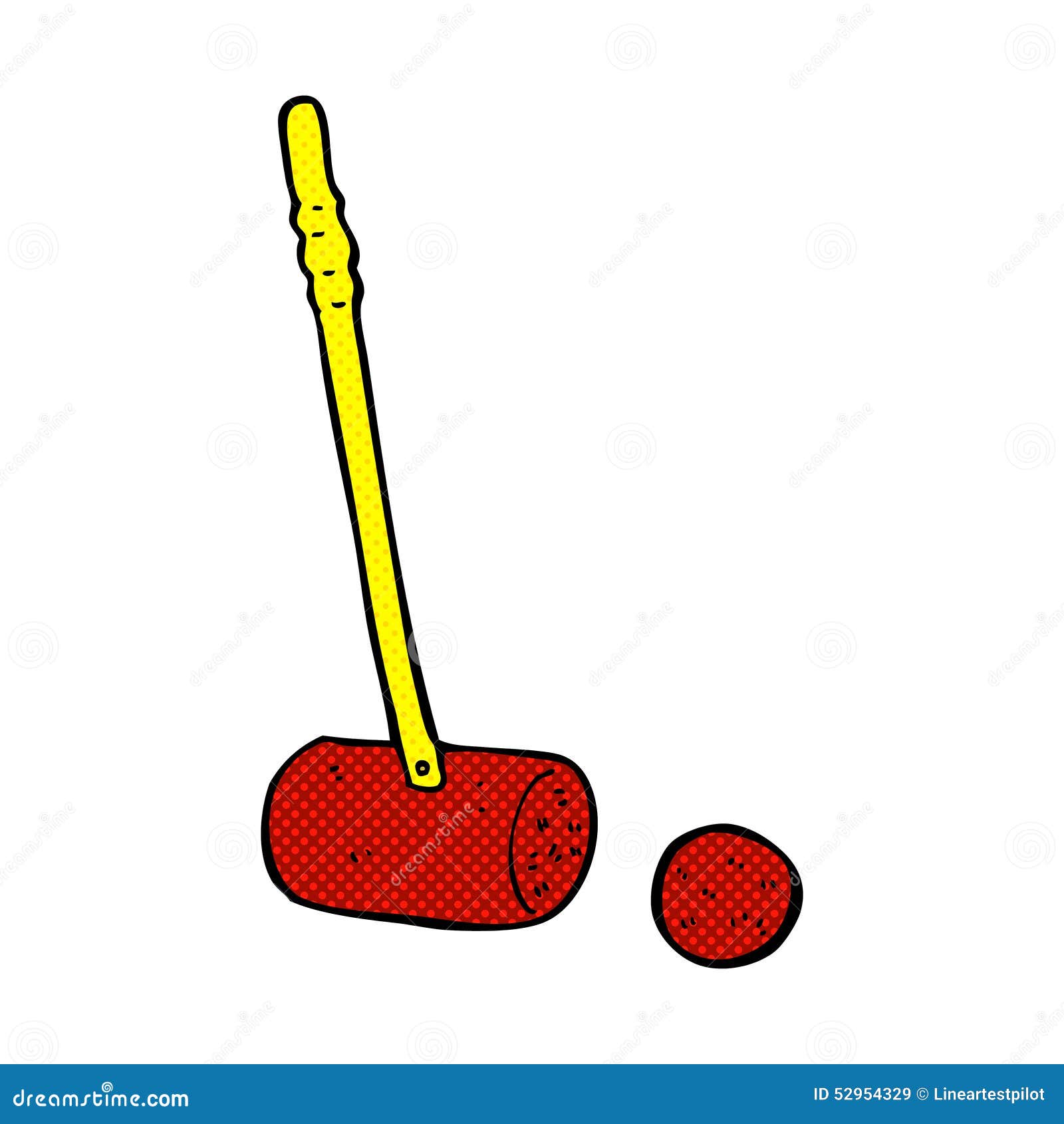 Comic Cartoon Croquet Mallet and Ball Stock Illustration - Illustration ...