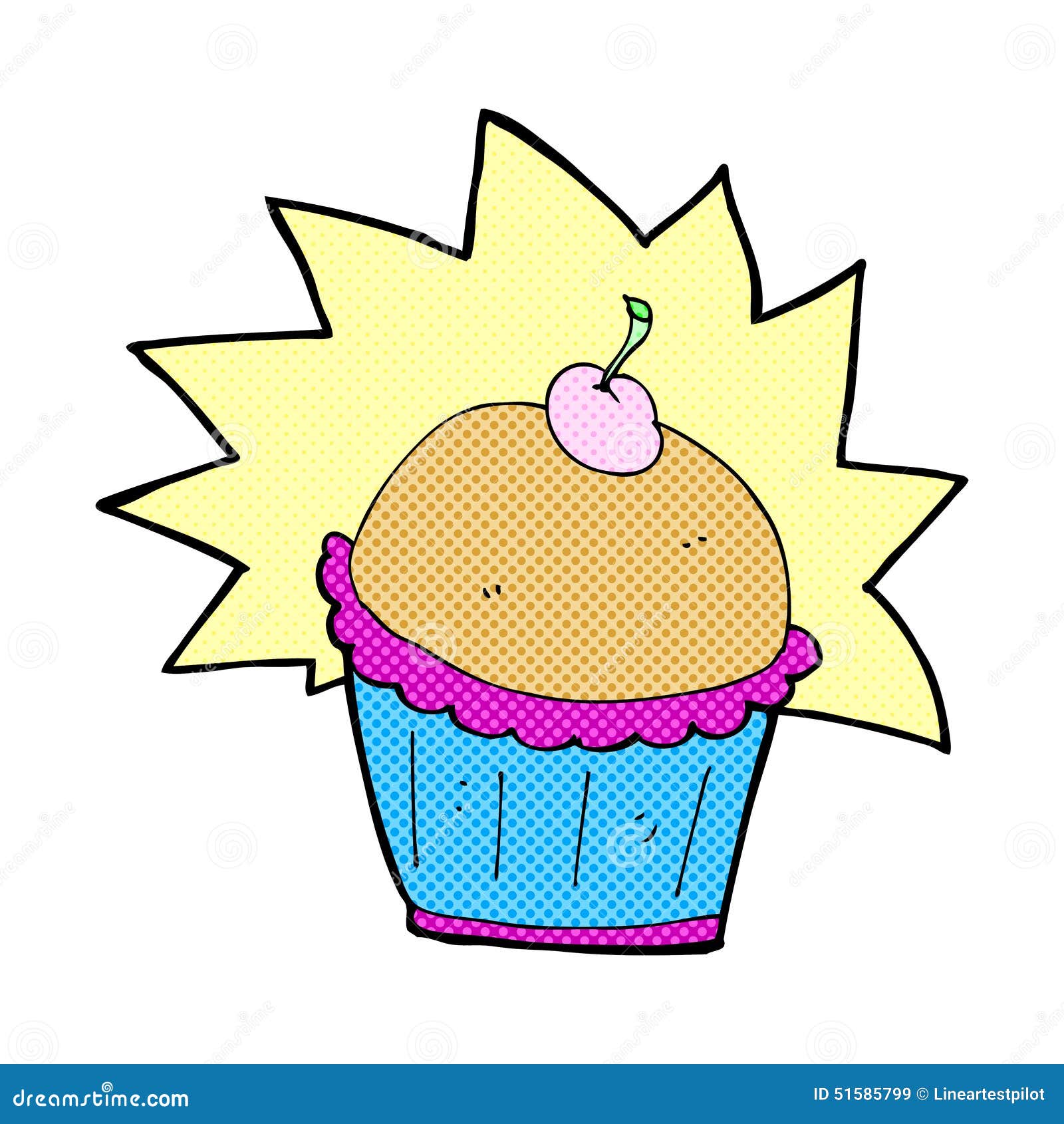 Comic cartoon cupcake stock illustration. Illustration of book - 51585799