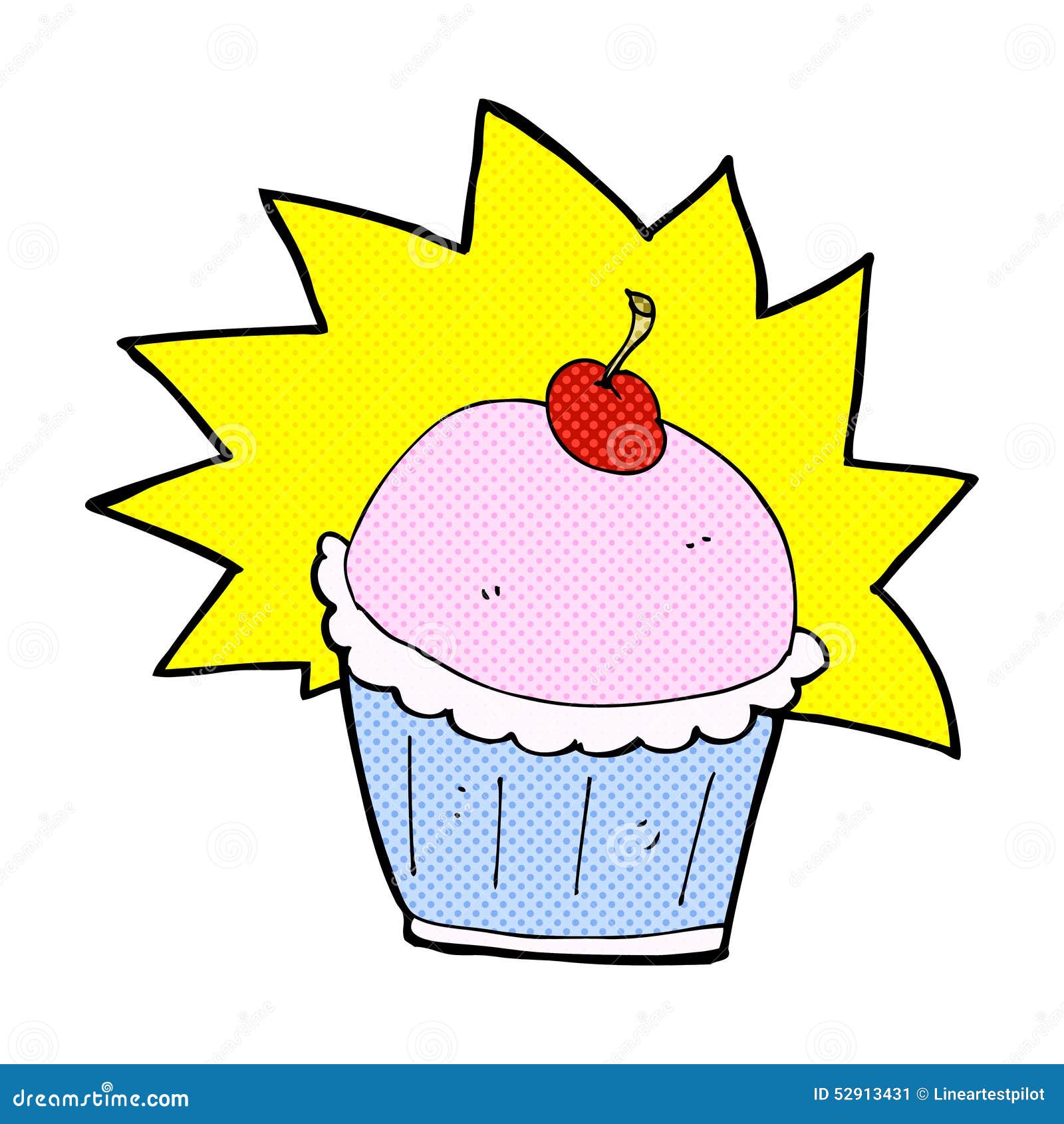 Comic cartoon cupcake stock illustration. Illustration of hand - 52913431