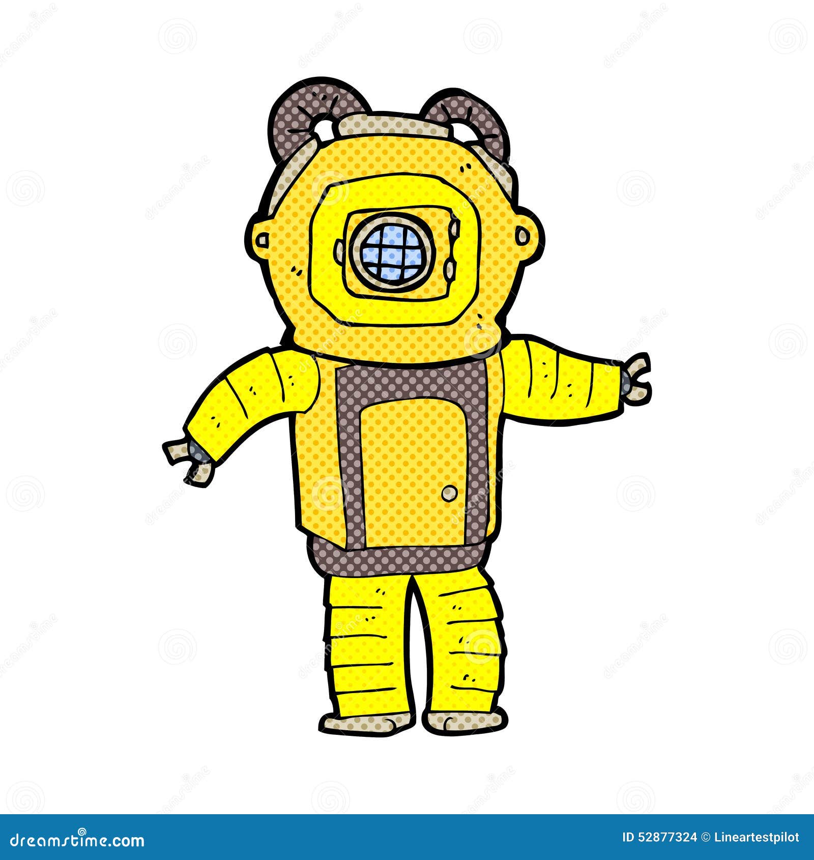 Comic Cartoon Deep Sea Diver Stock Illustration - Illustration of style ...