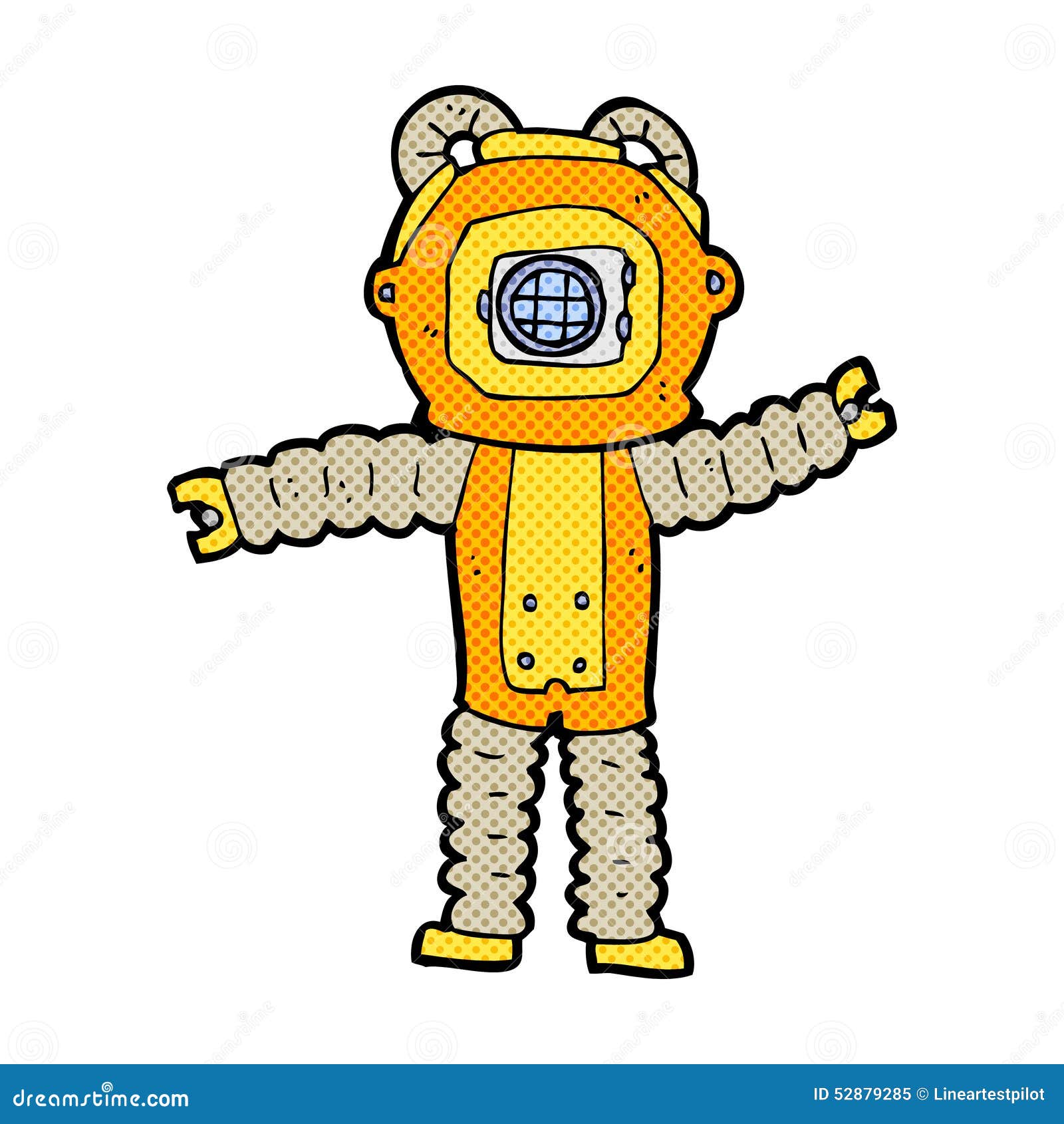 Comic Cartoon Deep Sea Diver Stock Illustration - Illustration of line ...