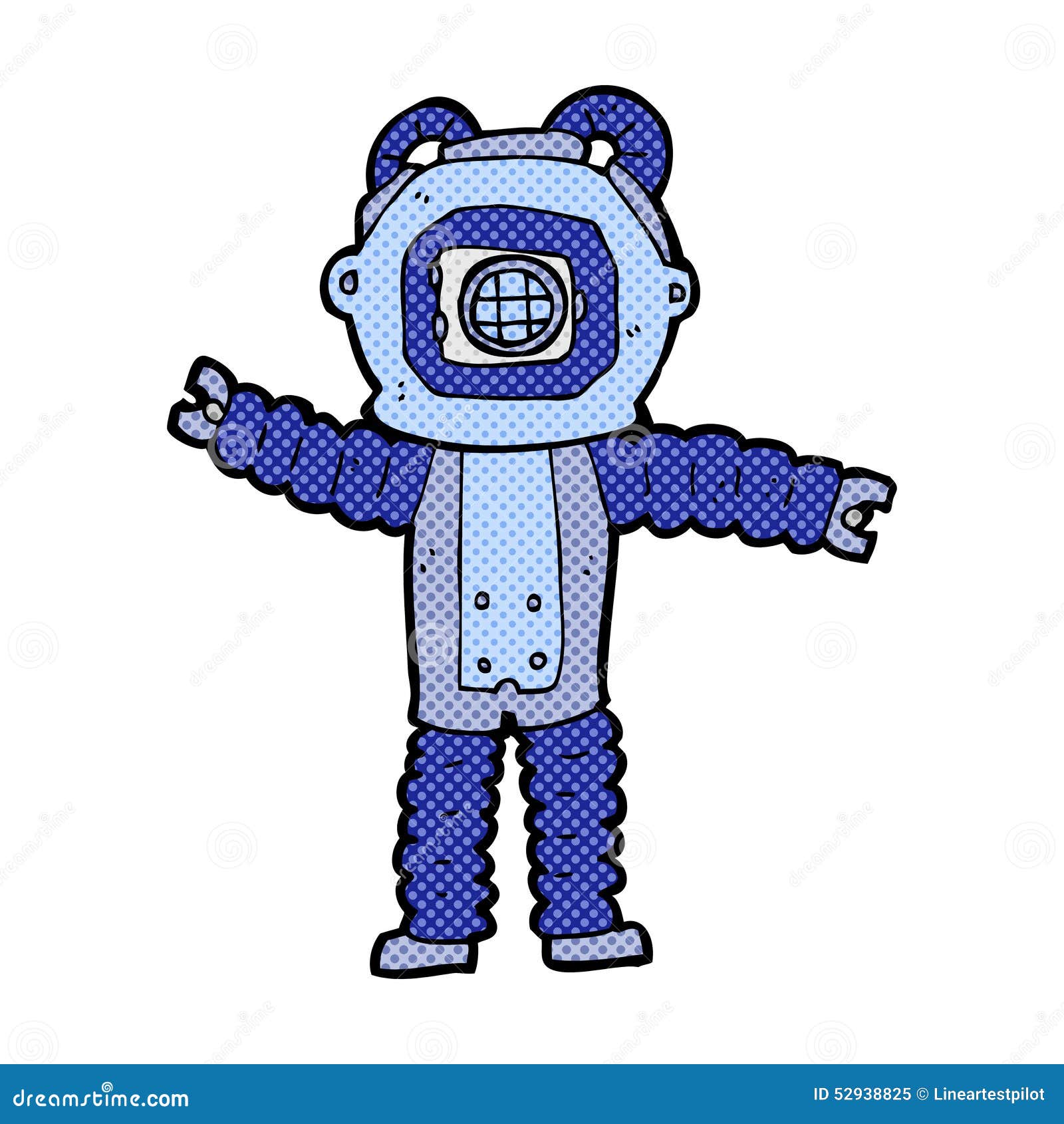 Comic Cartoon Deep Sea Diver Stock Illustration - Illustration of ...