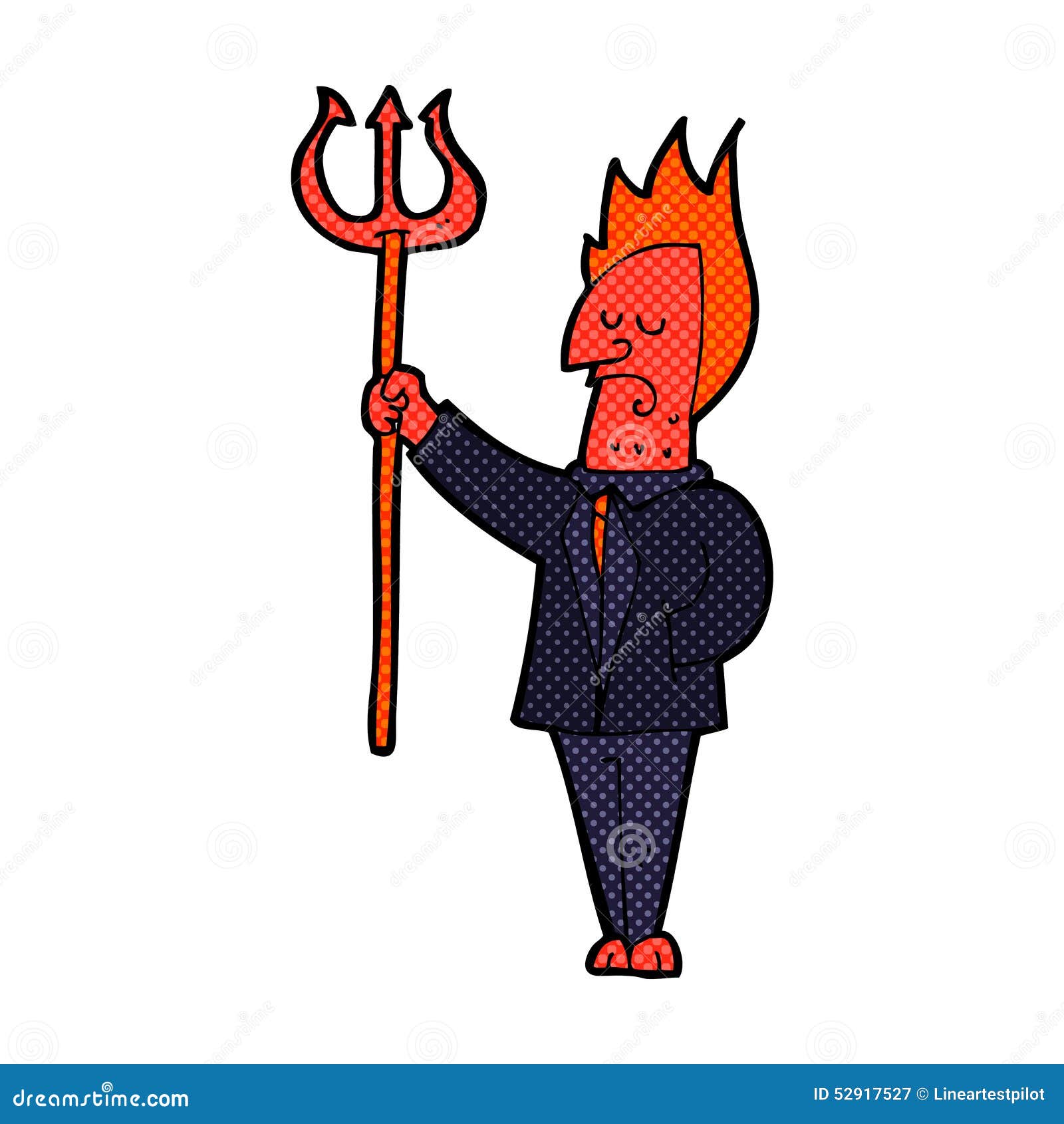 Comic Cartoon Devil with Pitchfork Stock Illustration - Illustration of ...
