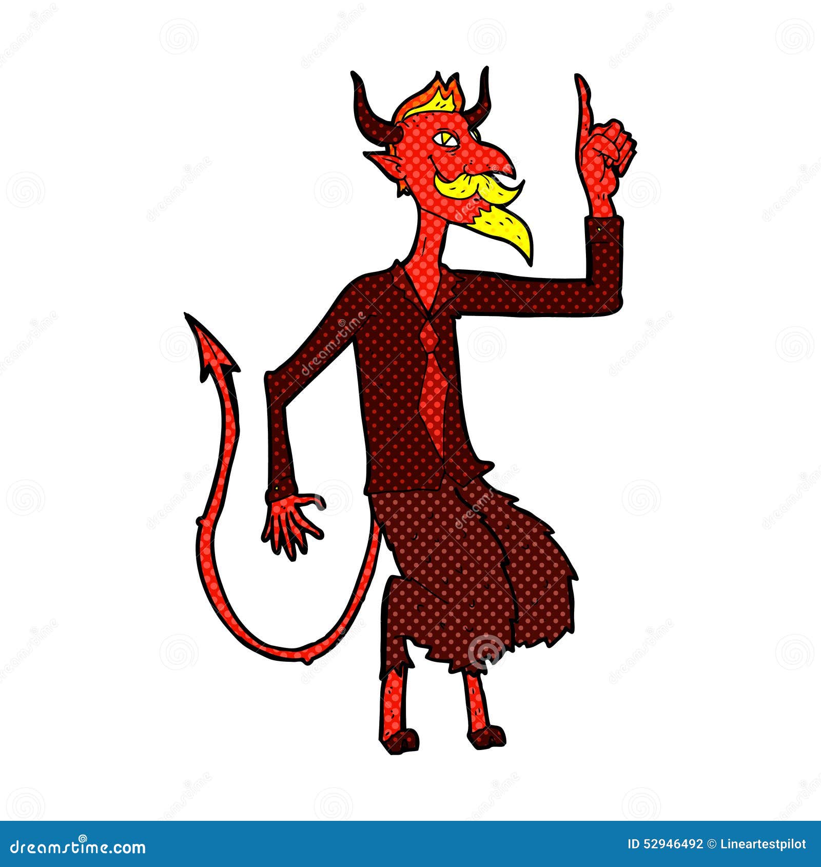 Comic Cartoon Devil in Shirt and Tie Stock Illustration - Illustration ...