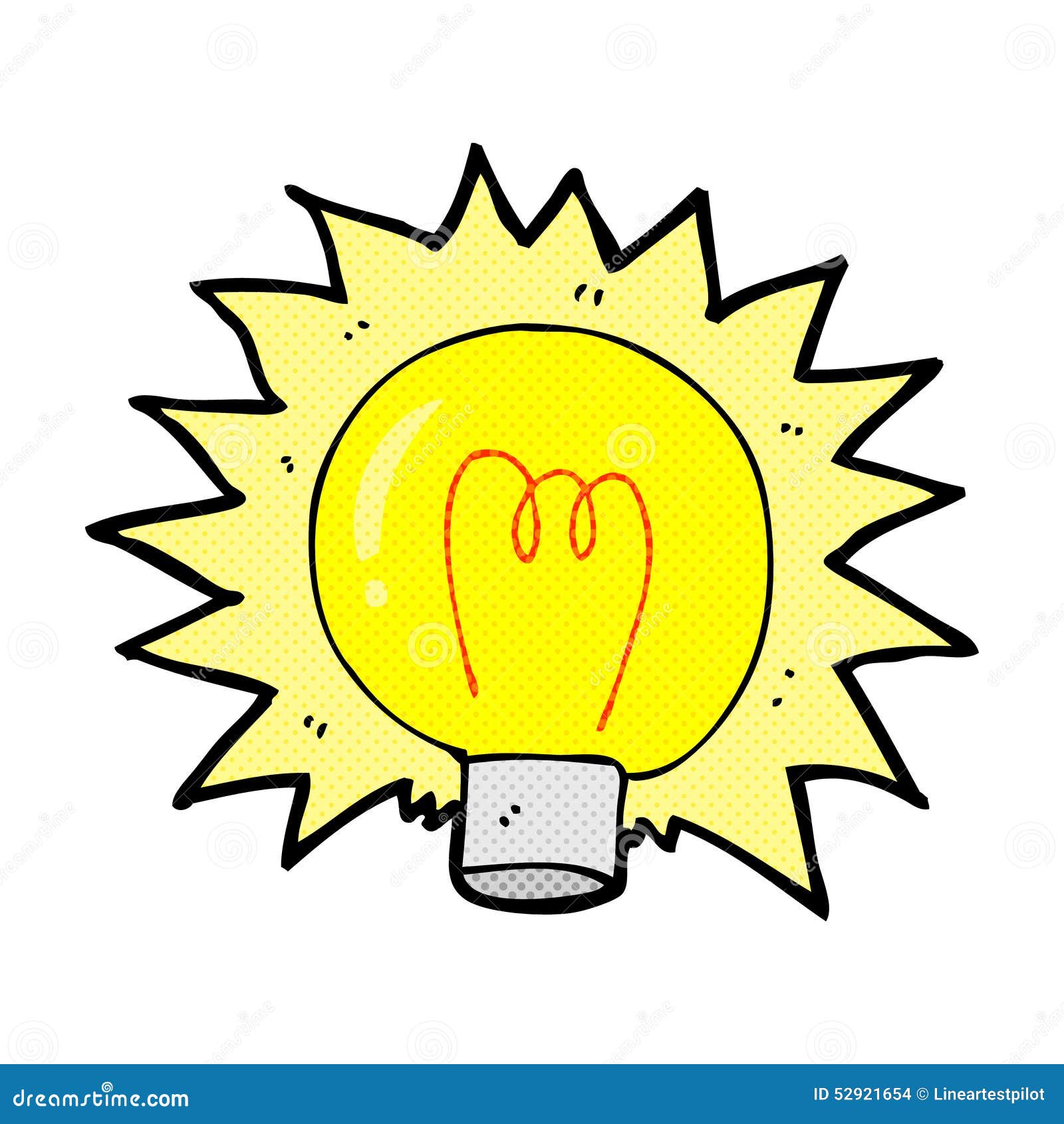 Comic Cartoon Electric Light Bulb Stock Illustration - Illustration of ...