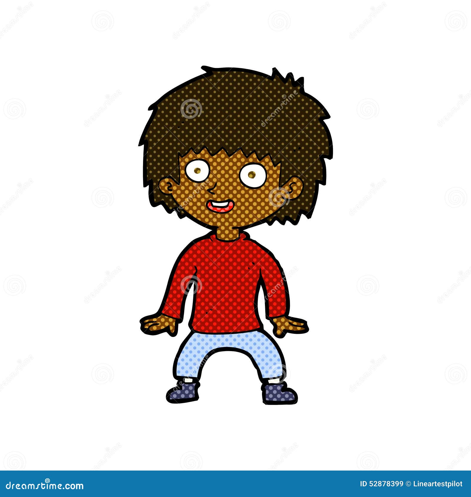 Comic cartoon excited boy stock illustration. Illustration of doodle ...
