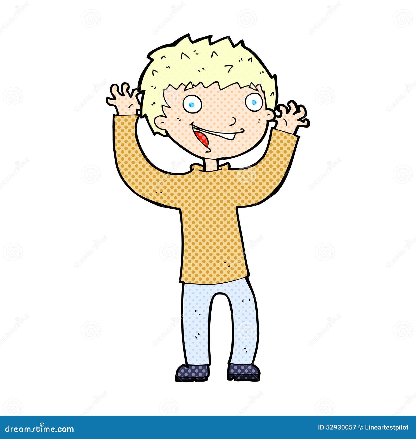 Comic cartoon excited boy stock illustration. Illustration of excited ...