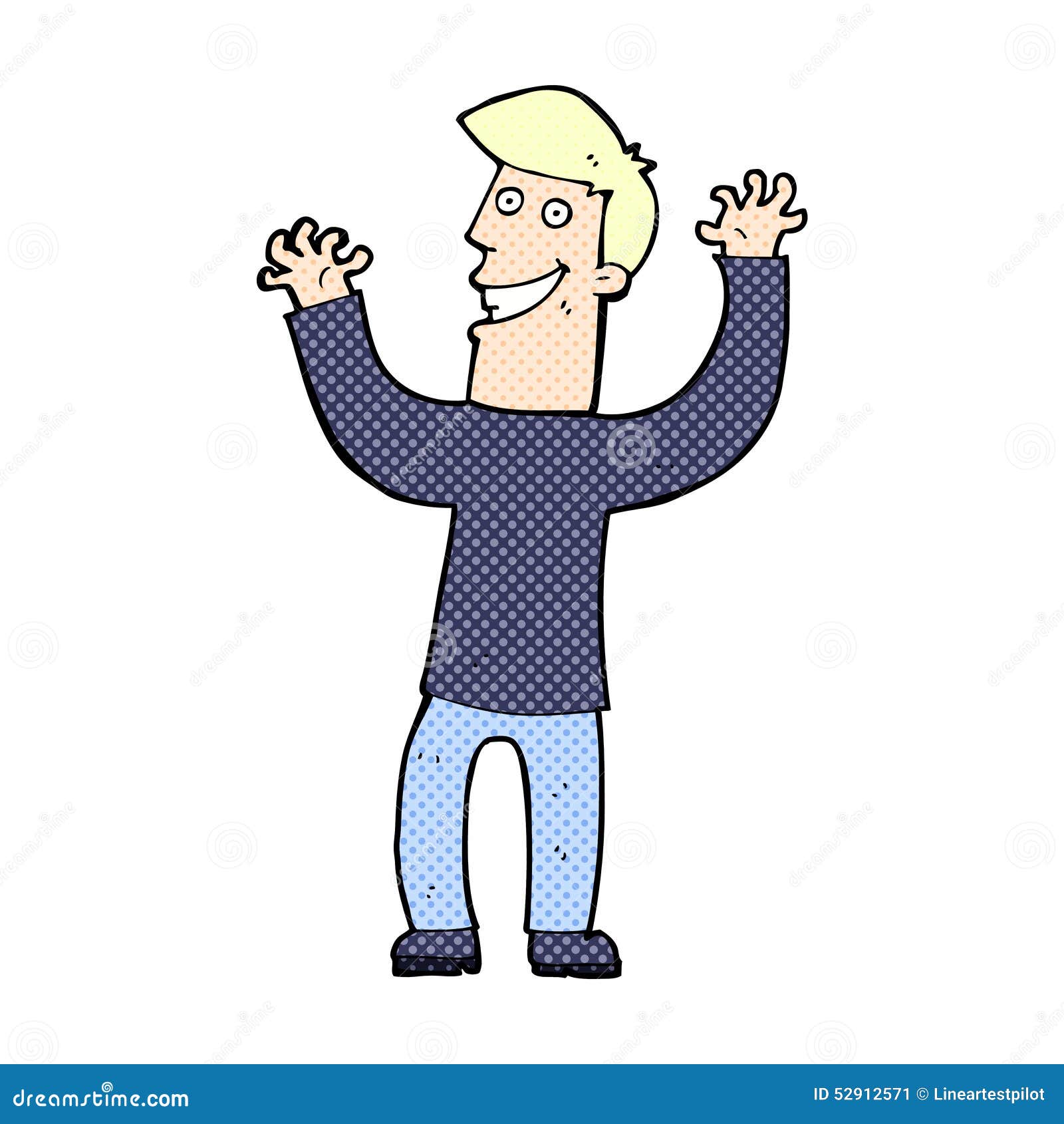 Comic cartoon excited man stock illustration. Illustration of happy ...