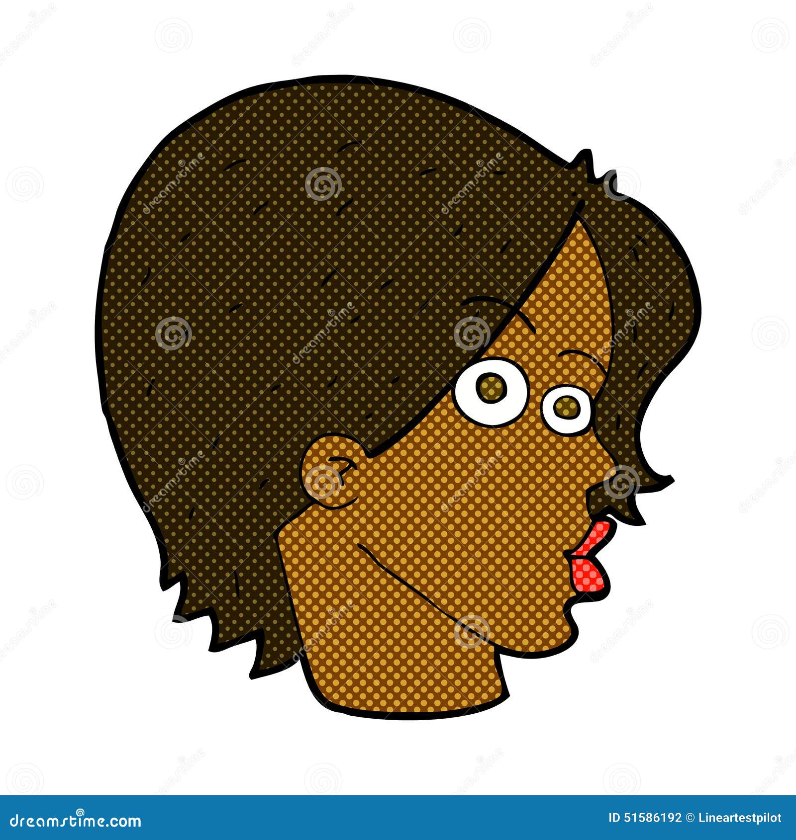 Comic cartoon female face stock illustration. Illustration of book ...