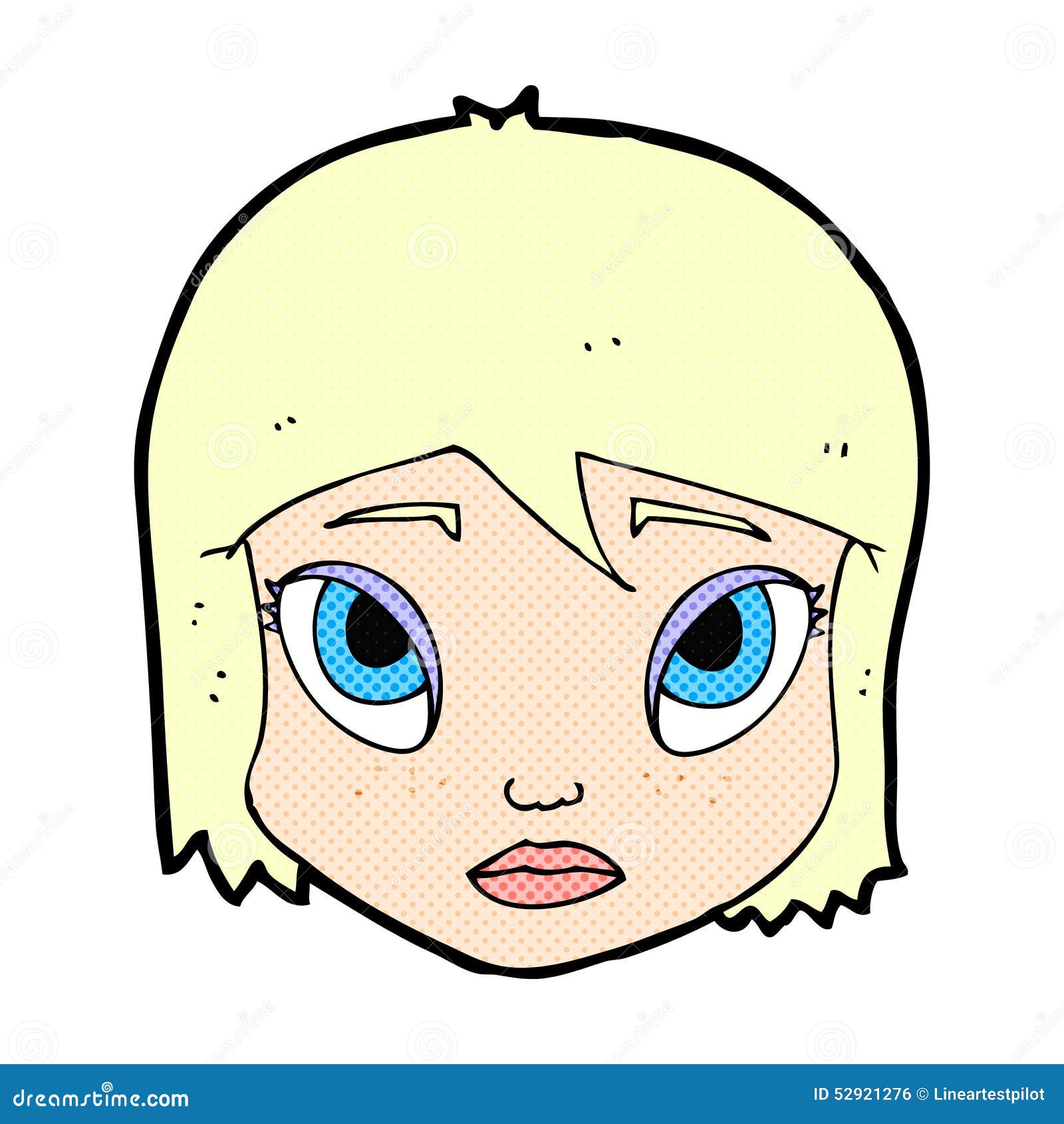 Comic cartoon female face stock illustration. Illustration of cheerful ...