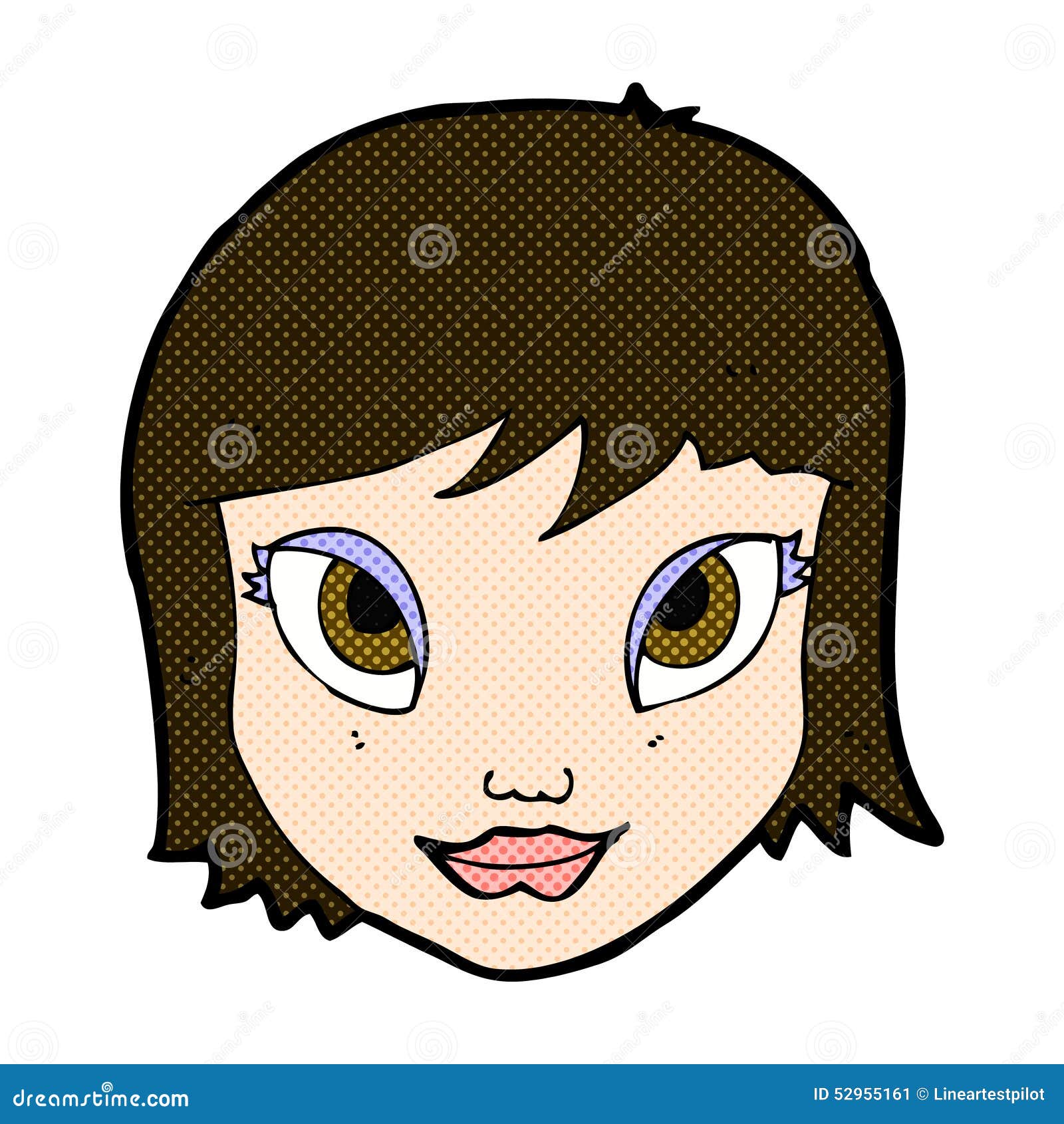 Comic cartoon female face stock illustration. Illustration of line ...