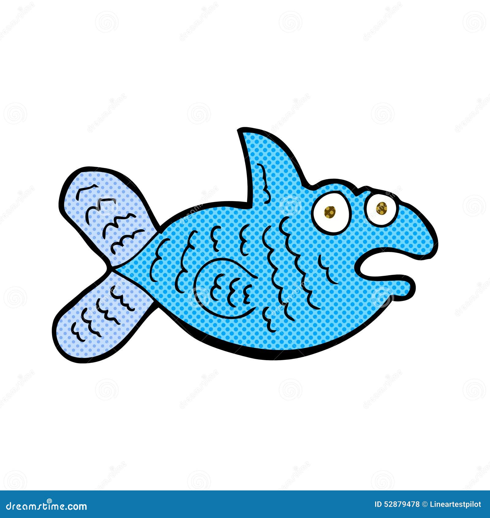 Comic cartoon fish stock illustration. Illustration of happy - 52879478
