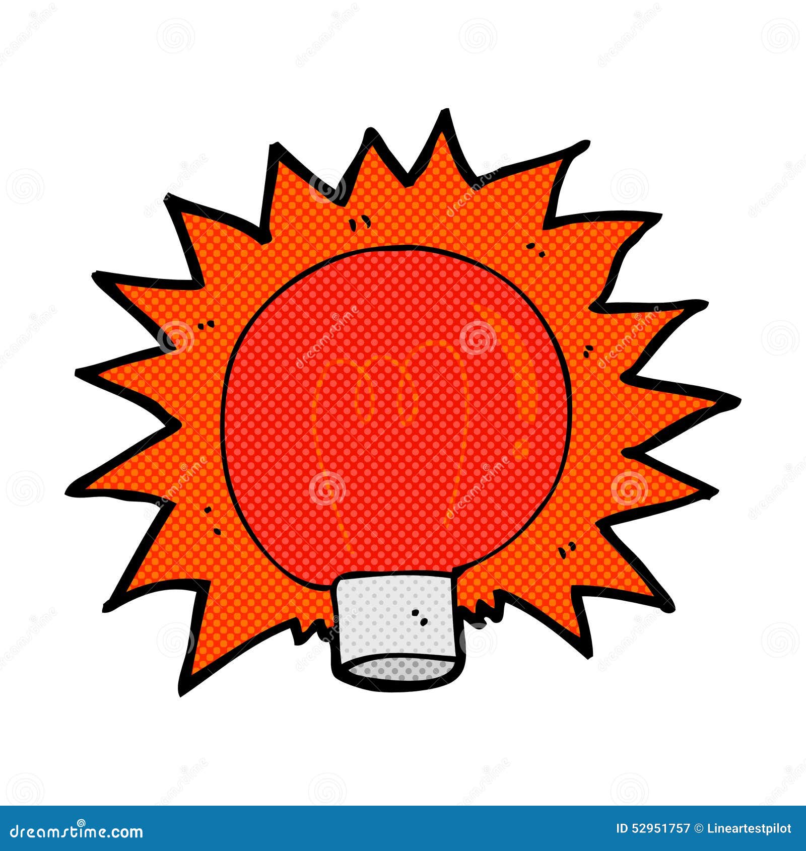 Comic Cartoon Flashing Red Light Bulb Stock Illustration - Illustration ...