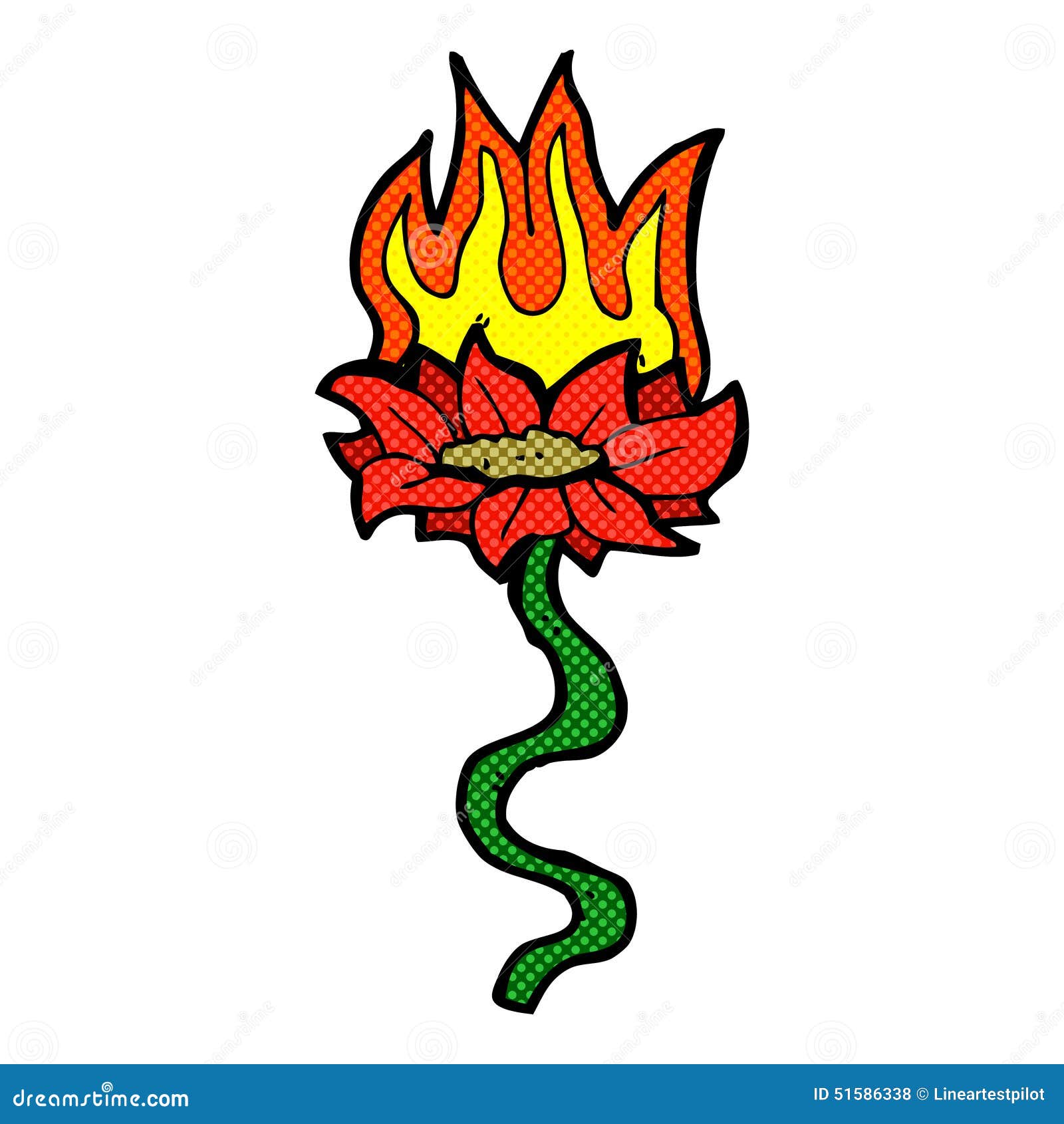 Comic Cartoon Flower On Fire Stock Photo | CartoonDealer.com #51586338