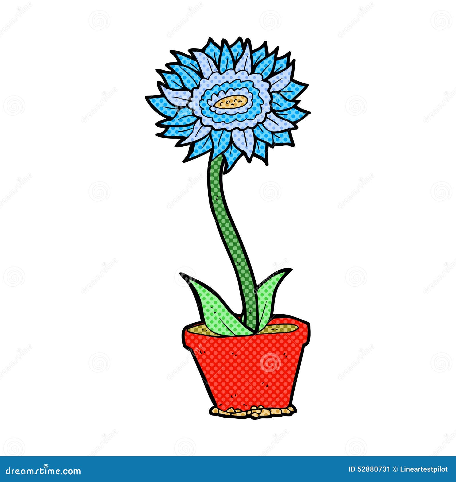 Comic Cartoon Flower in Pot Stock Illustration - Illustration of cute ...