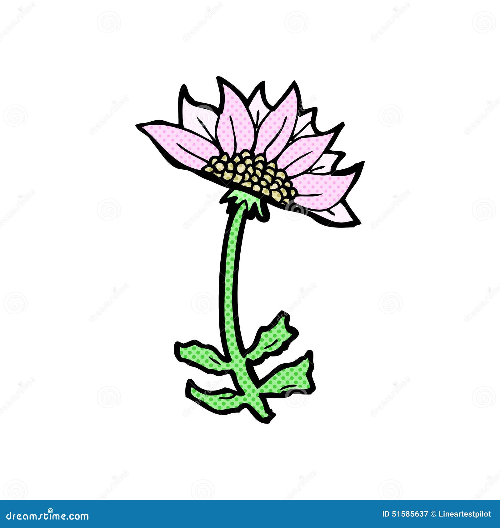 Comic cartoon flower stock illustration. Illustration of silly - 51585637