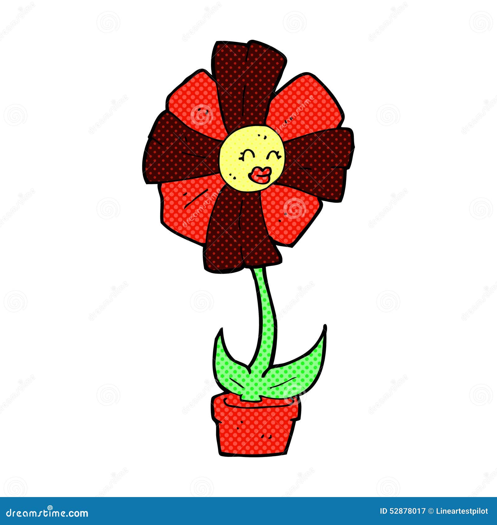 Comic cartoon flower stock illustration. Illustration of flower - 52878017