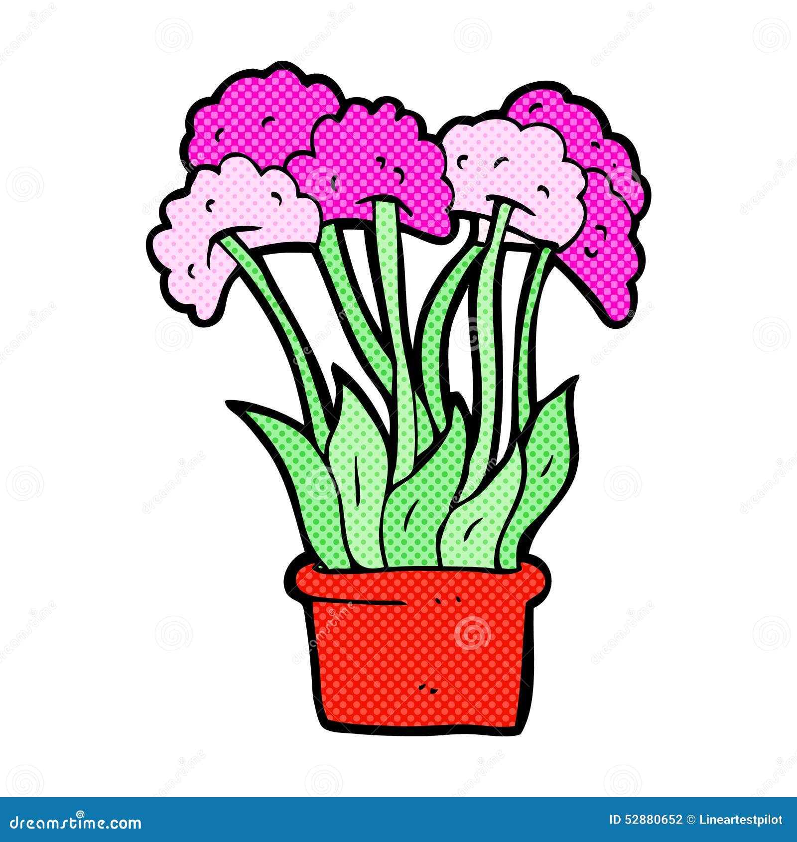 Comic Cartoon Flowers in Pot Stock Illustration - Illustration of clip ...
