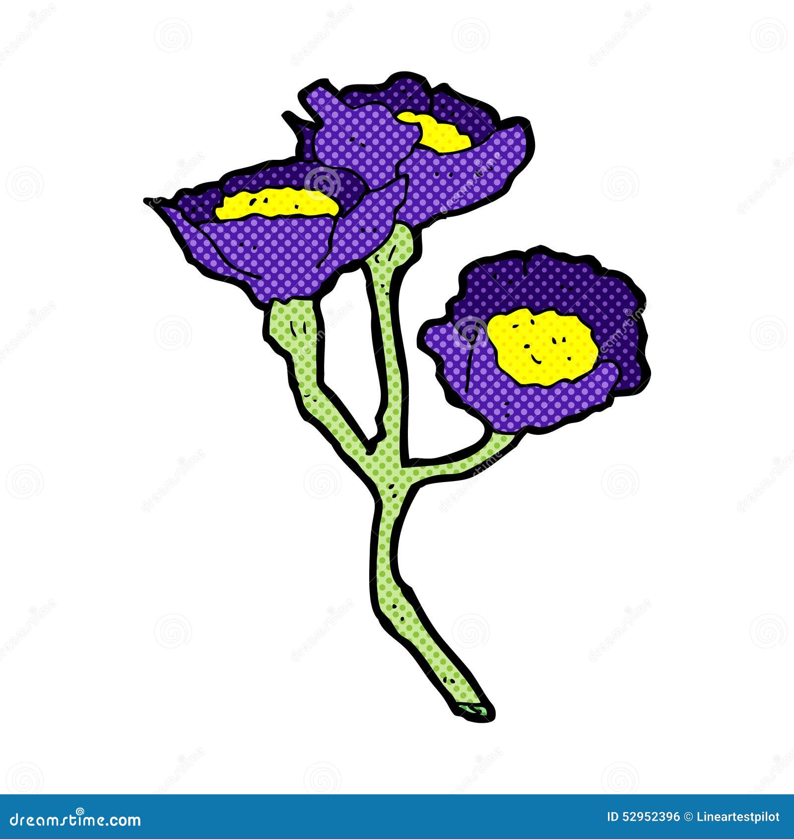 Comic cartoon flowers stock illustration. Illustration of drawn - 52952396