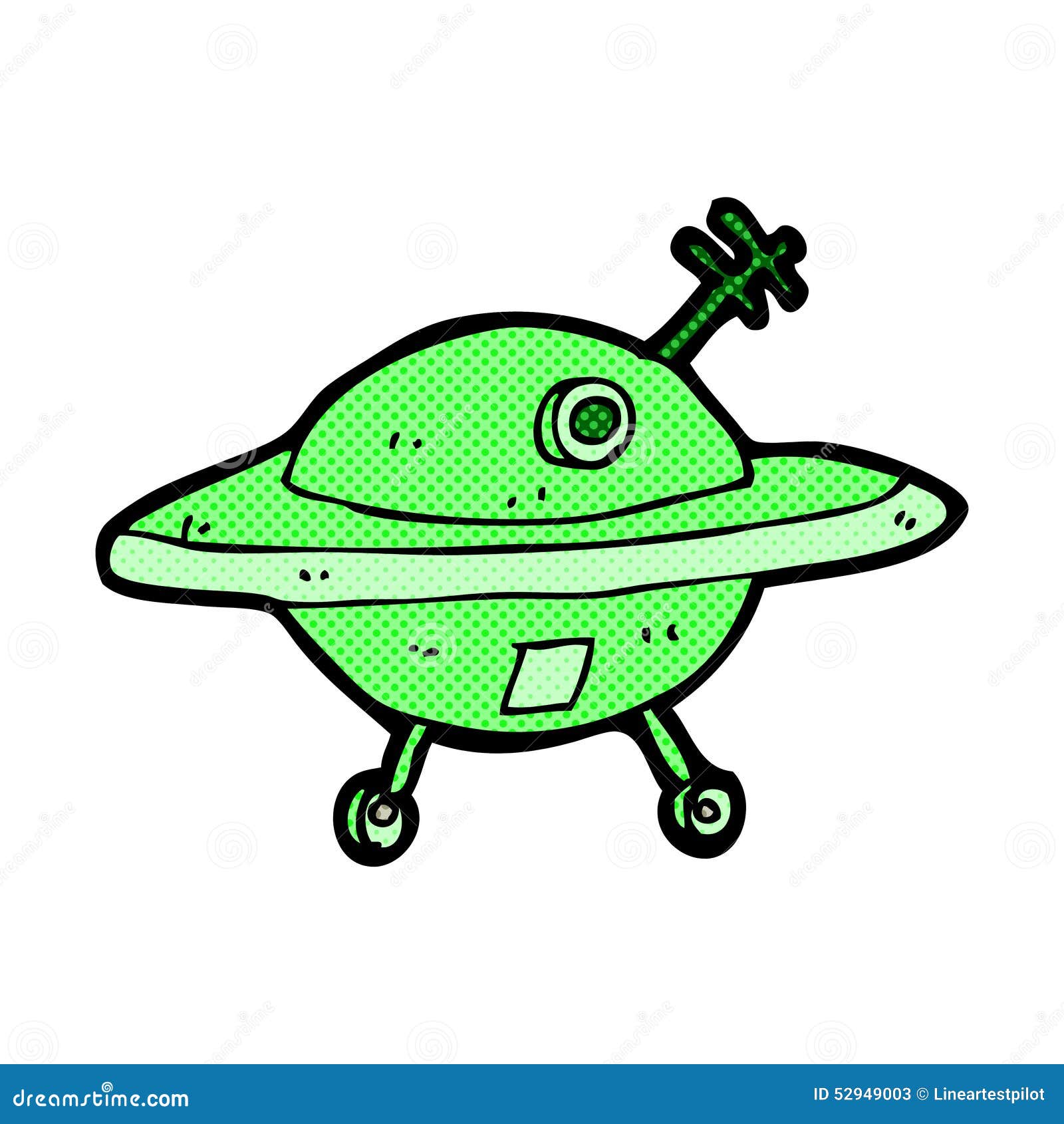 Comic Cartoon Flying Saucer Stock Illustration - Illustration of ...