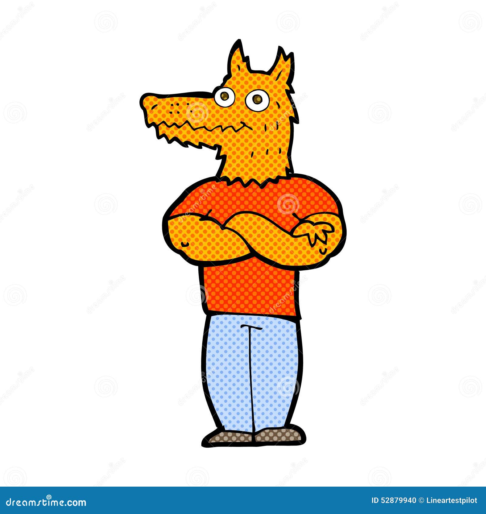 Comic cartoon fox man stock illustration. Illustration of hand - 52879940