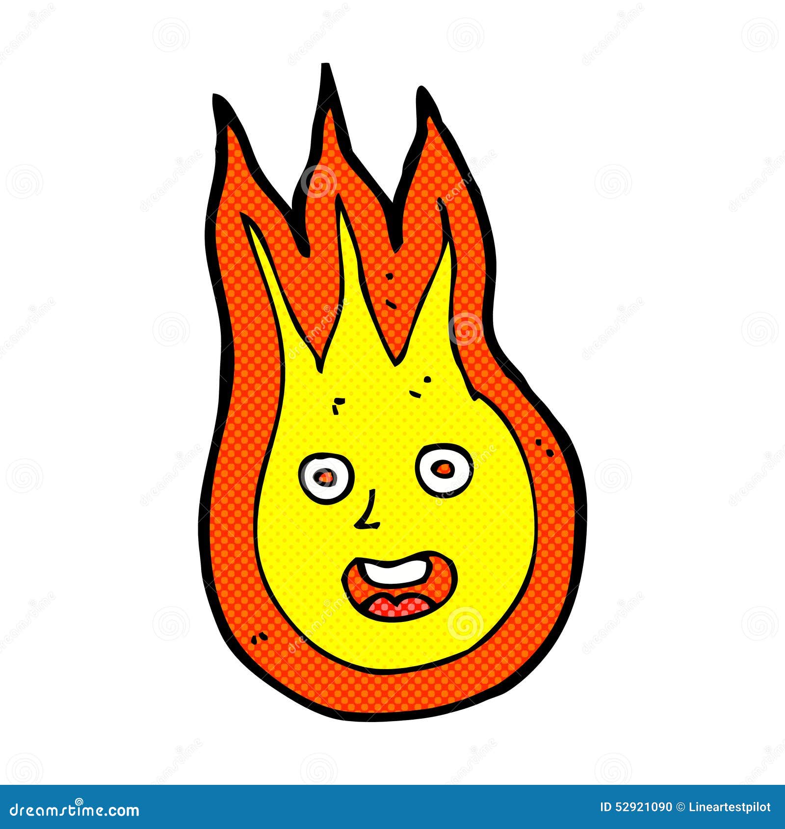 Comic Cartoon Friendly Fireball Stock Illustration - Illustration of ...